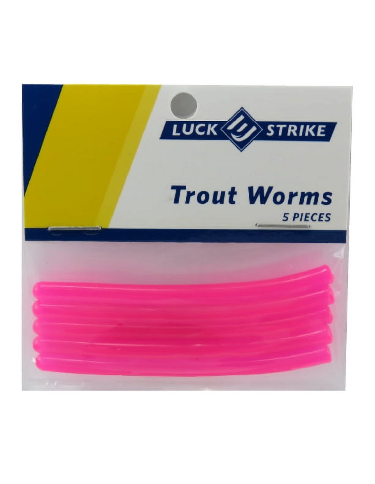 Luck-E-Strike, Trout Worms, Hot Pink, Trout, Freshwater, 5 Count, Soft ...