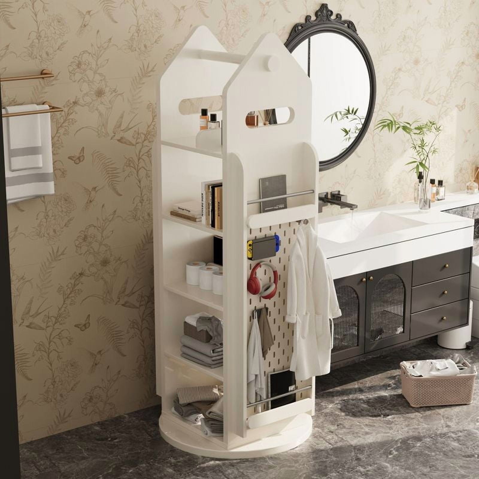 Luck Live 360 ° Rotating athroom Cainet, 4-Tier Storage Shelves ...