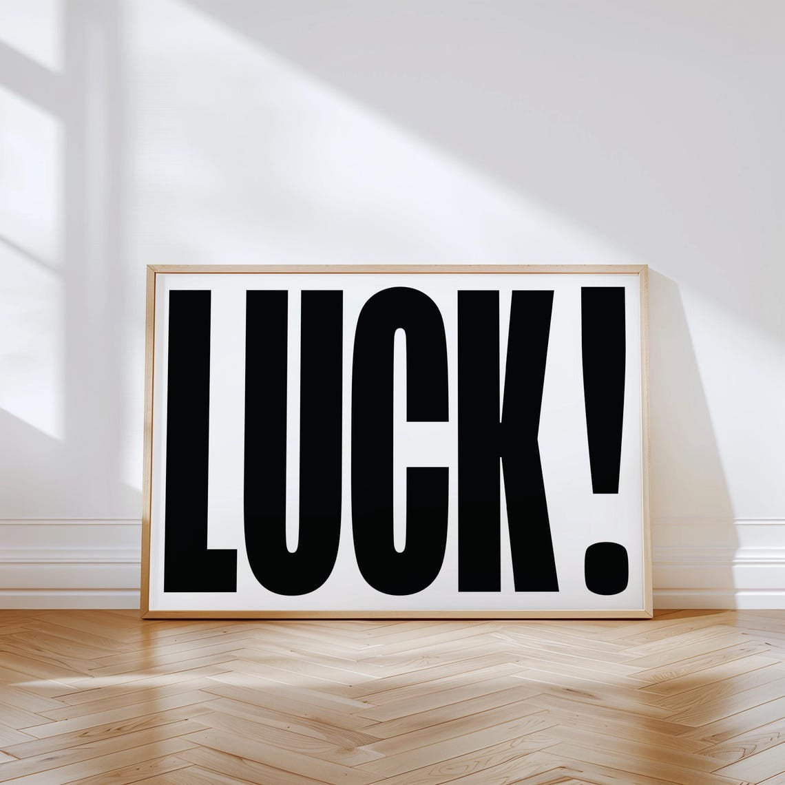 Luck Typography Wall Art Poster, Modern Black And White Word Print ...