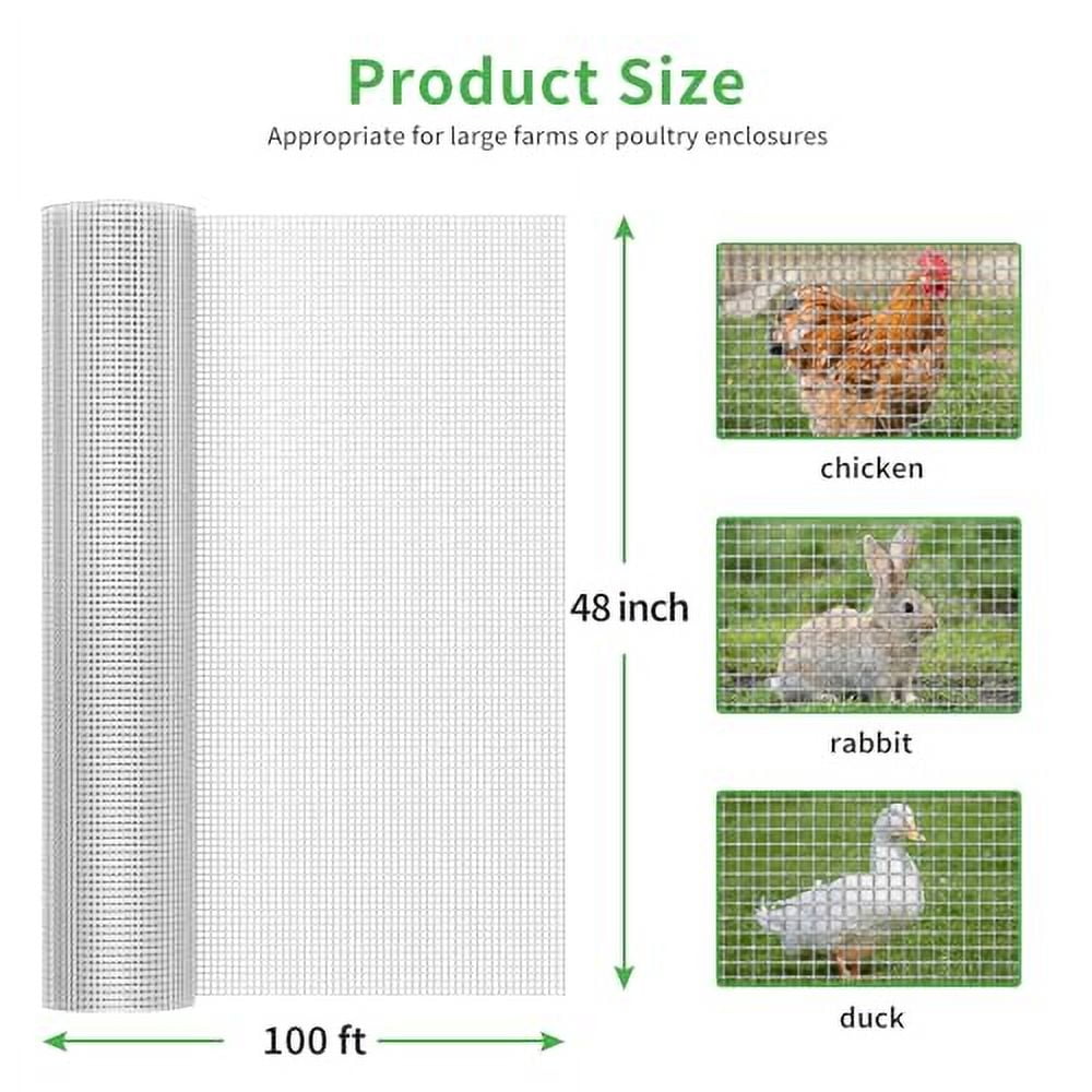 LuckIn Hardware Cloth 1/2 Inch 48 x 100ft, 19 Gauge Chicken Wire ...