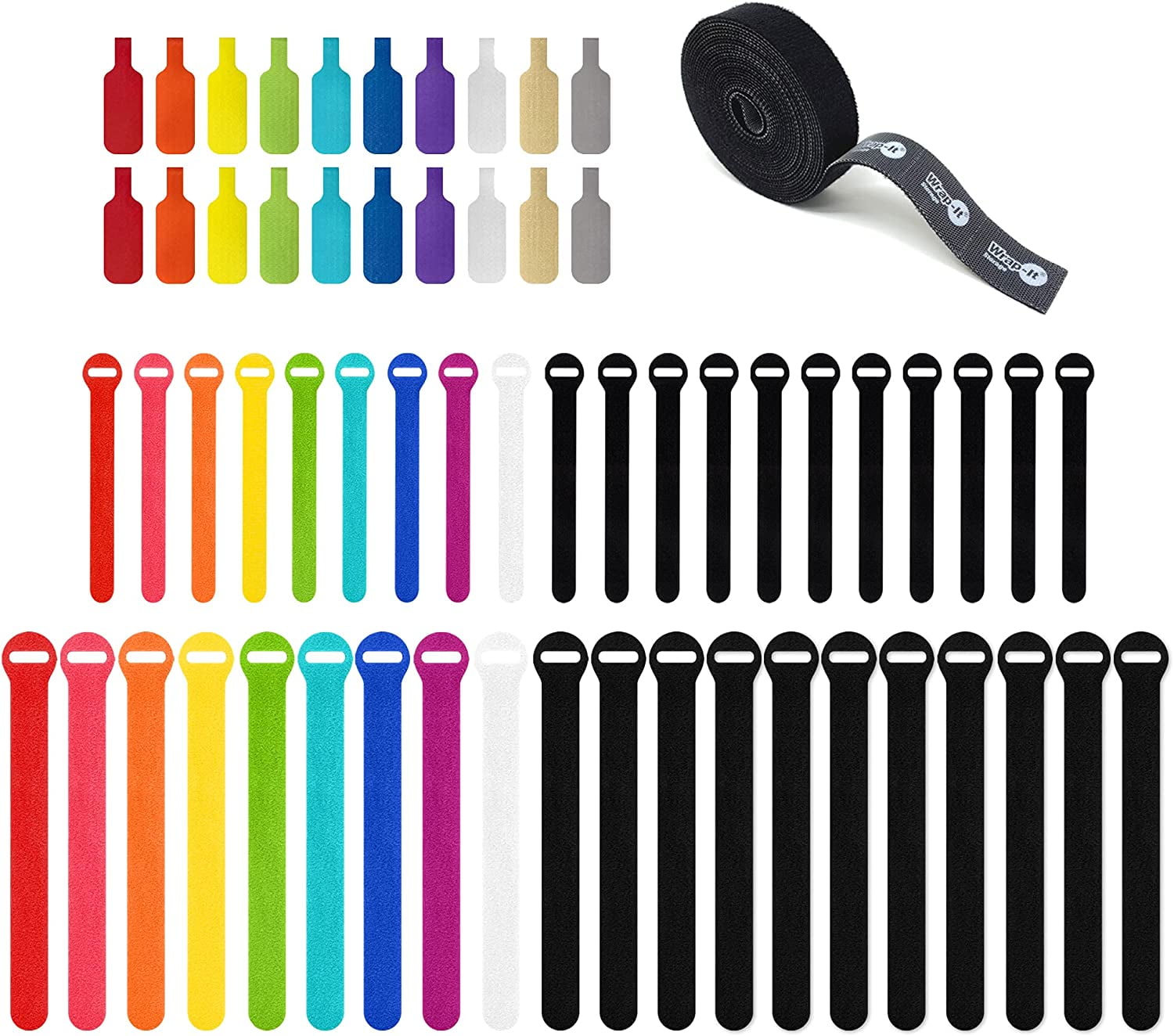 LuckLoop Cable Management Value Pack - 40 Self-Gripping Cable Ties, 20 ...