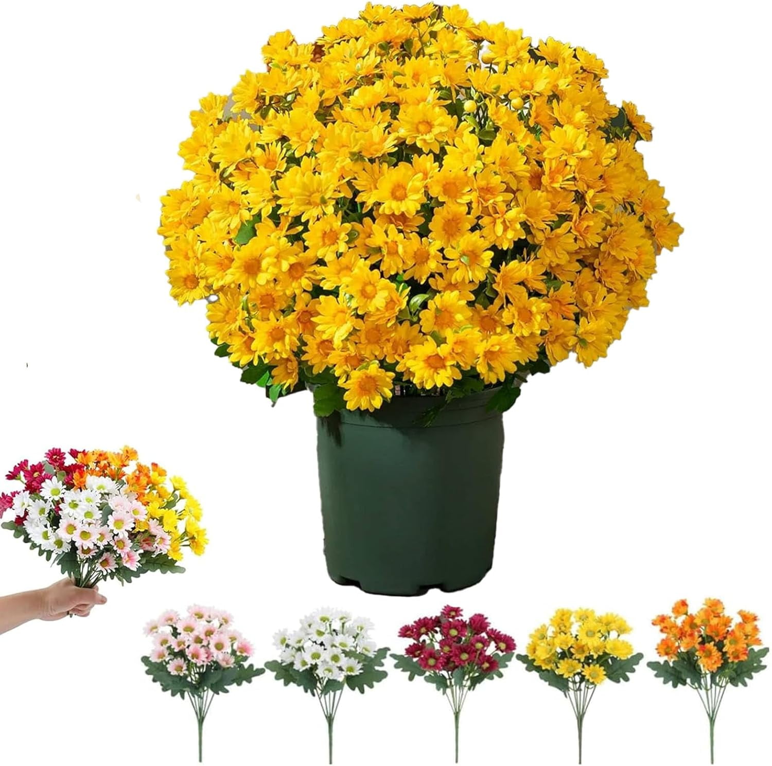 Luckcia Booneb Artificial Sunset Mums Flowers- Realistic Faux Outdoor ...