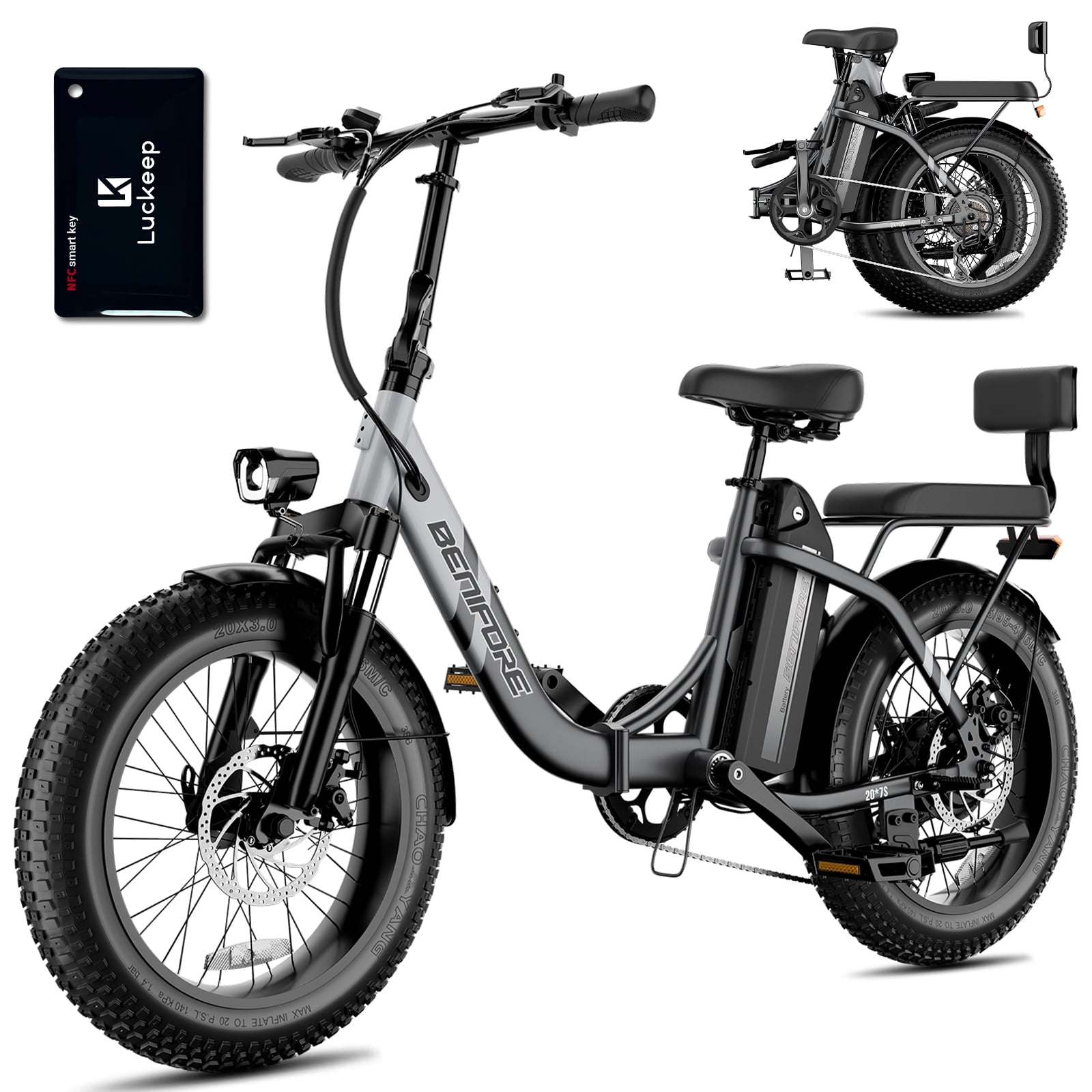 Luckeep C23 2 Seater Electric Bike for Adults,750W Peak 28 MPH,720WH ...