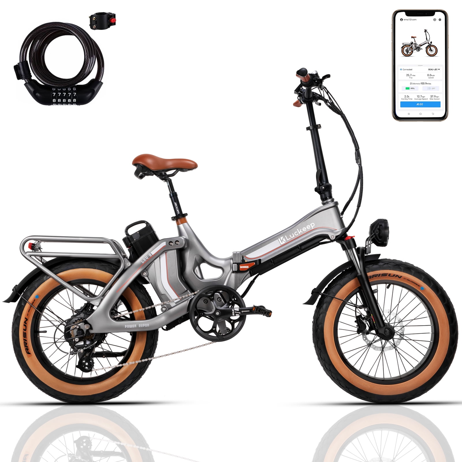 Luckeep Folding E-Bike for Adults 1200W Peak Motor, 48V 29AH Battery ...