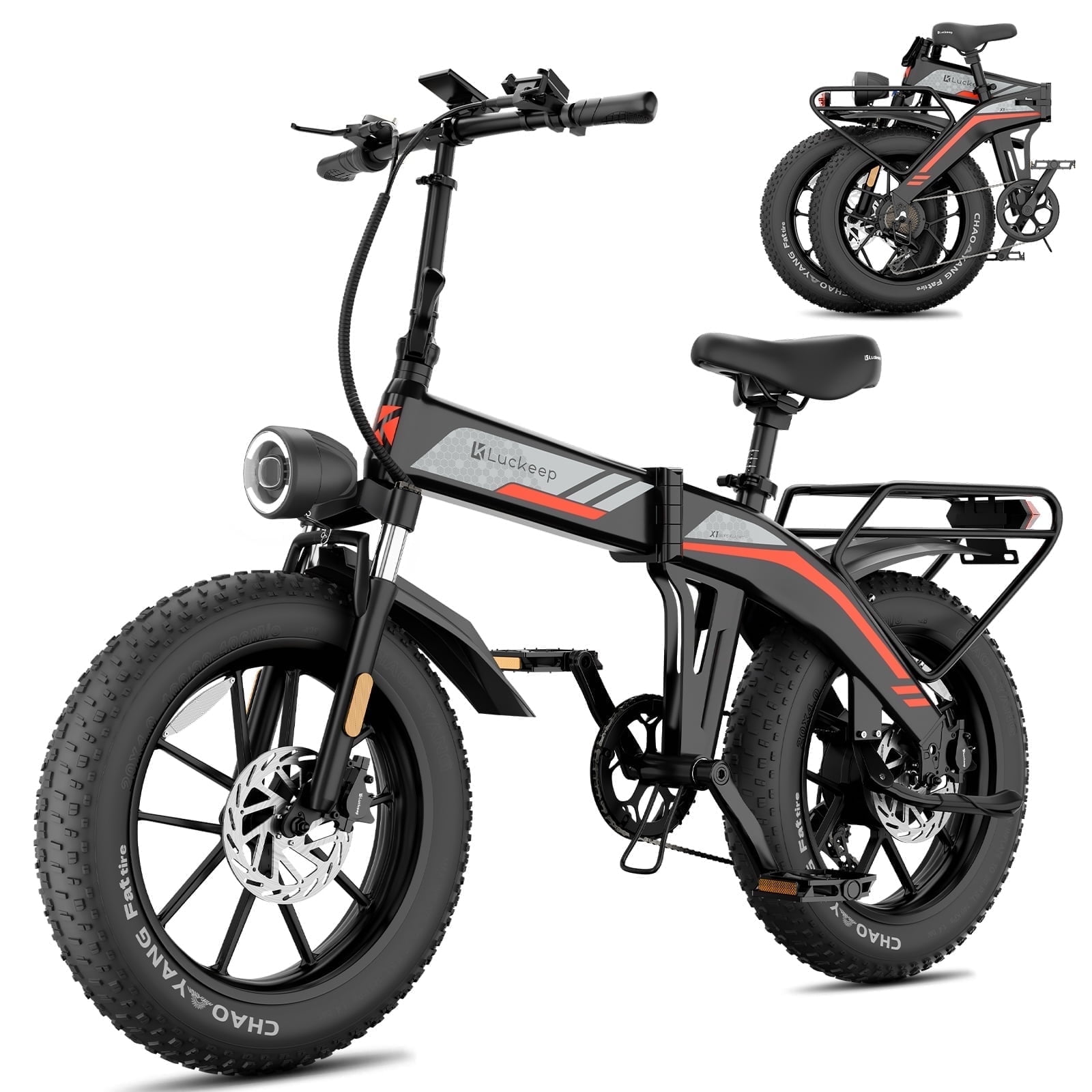 Luckeep X1 Folding Electric Bike for Adults 1500W Peak,28MPH 48V 15AH ...
