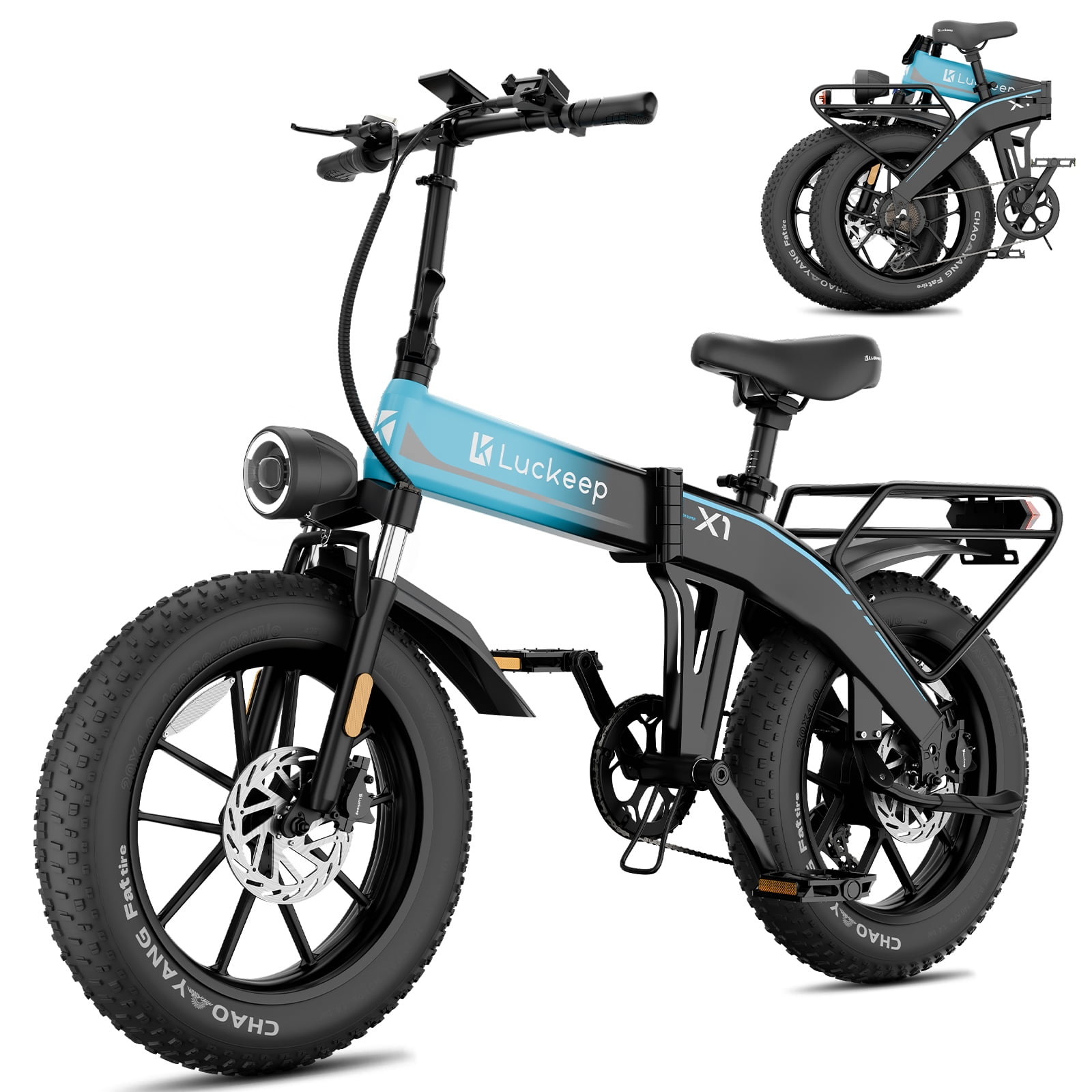 Luckeep X1 20" Folding E-Bike Fat Tire Electric Bike for Adults,750W 48V 15AH Removable Battery ...
