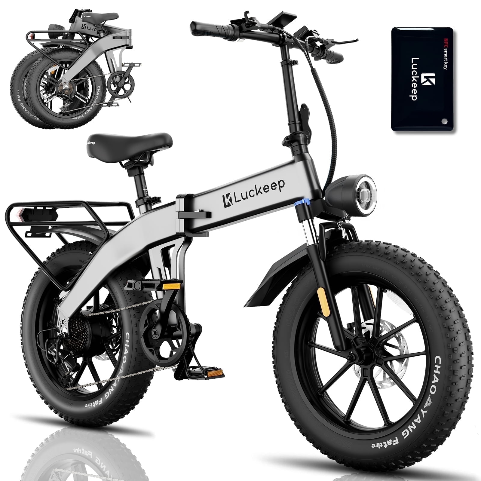 Luckeep X1 20" Folding E-Bike Fat Tire Electric Bike for Adults,750W 48V 15AH Removable Battery ...