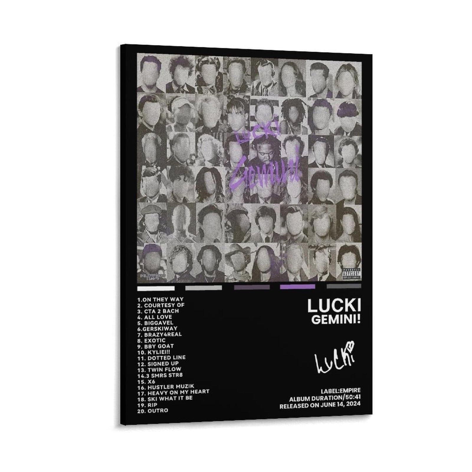 Lucki GEMINI! Music Album Cover Rapper LUCKI Poster Prints Canvas Wall ...