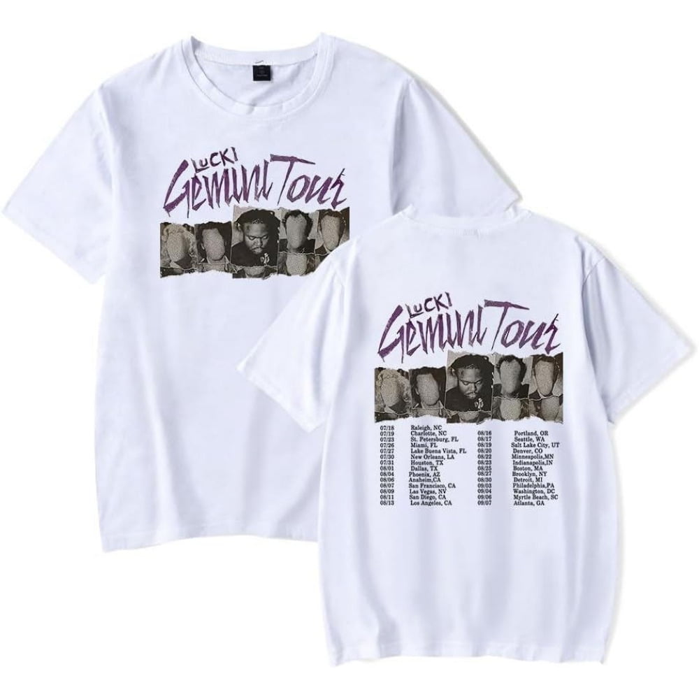 Lucki Gemini Tour 2024 T-Shirt Merch Casual Short Sleeved T Shirt ...