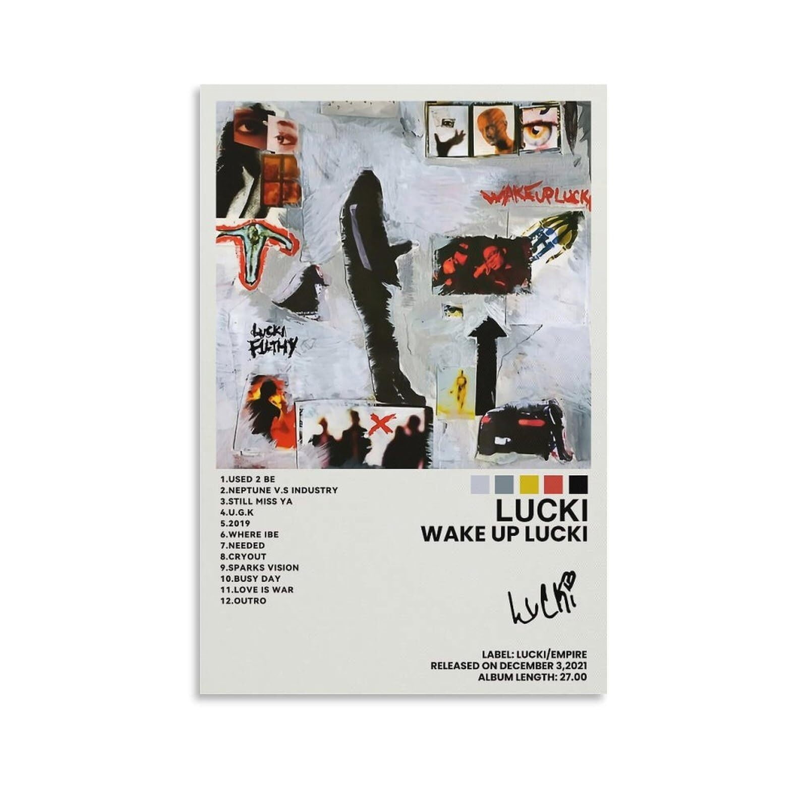 Lucki Music WAKE UP LUCKI Album Posters for Room Aesthetic (4) Poster ...
