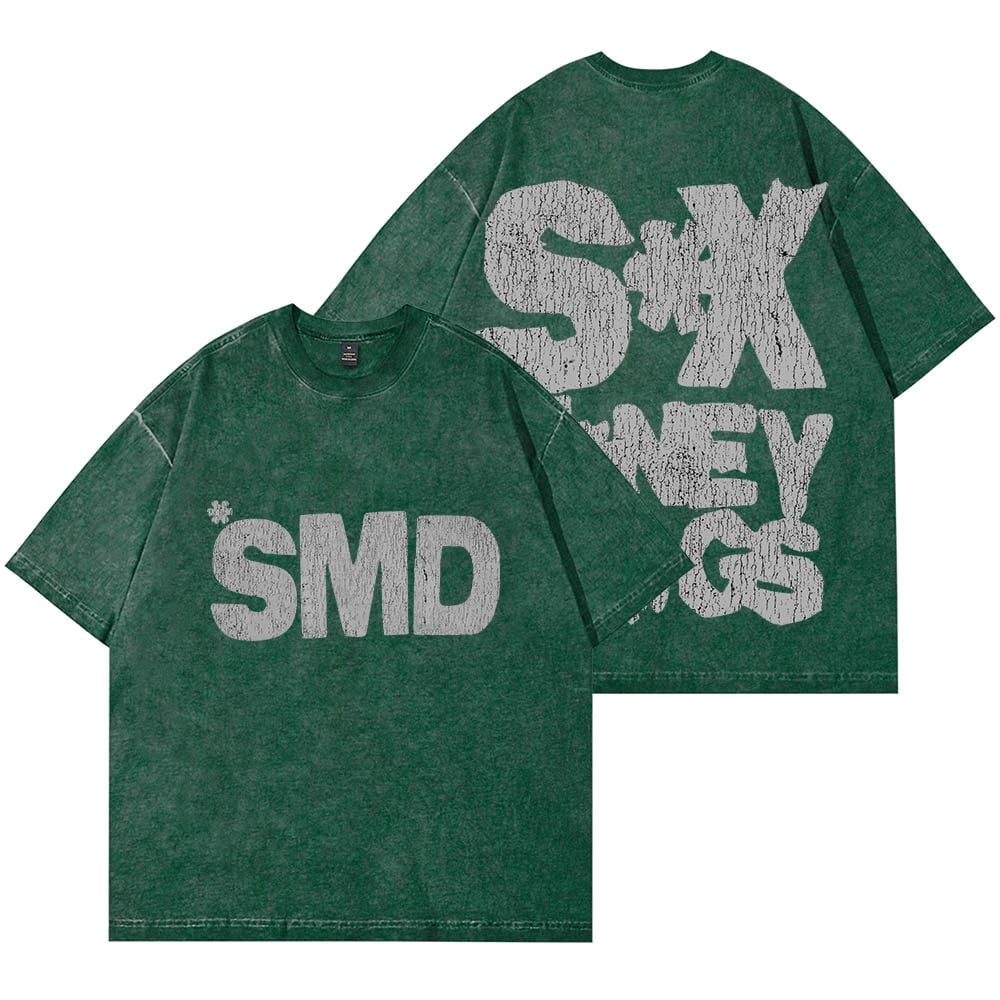 Lucki SMD Logo 2025 Tour Merch Unisex Cotton Short Sleeve Wash T-Shirts ...