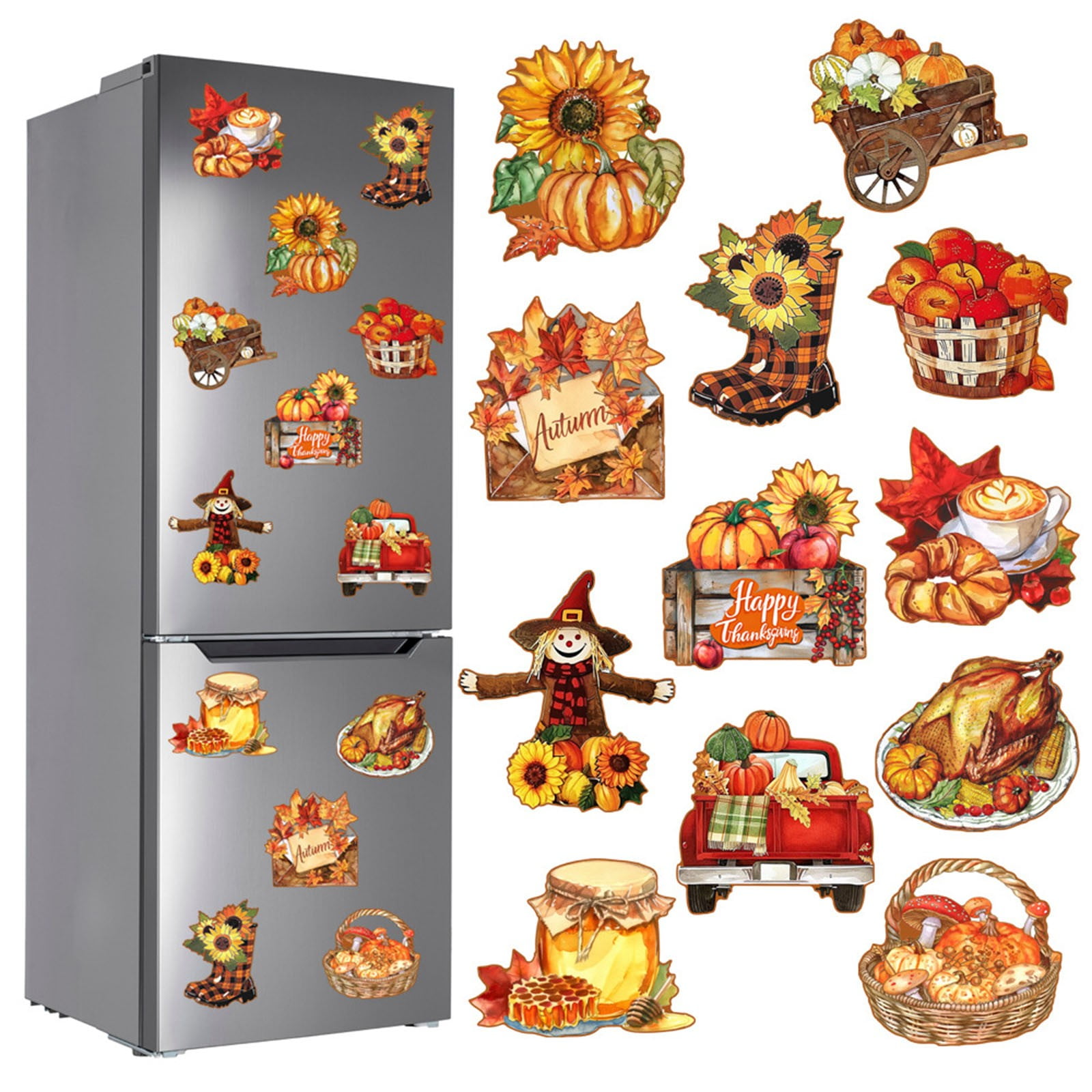 Luckky 12 Pcs Fall Magnets Pumpkin Fridge Magnets Autumn Thanksgiving ...