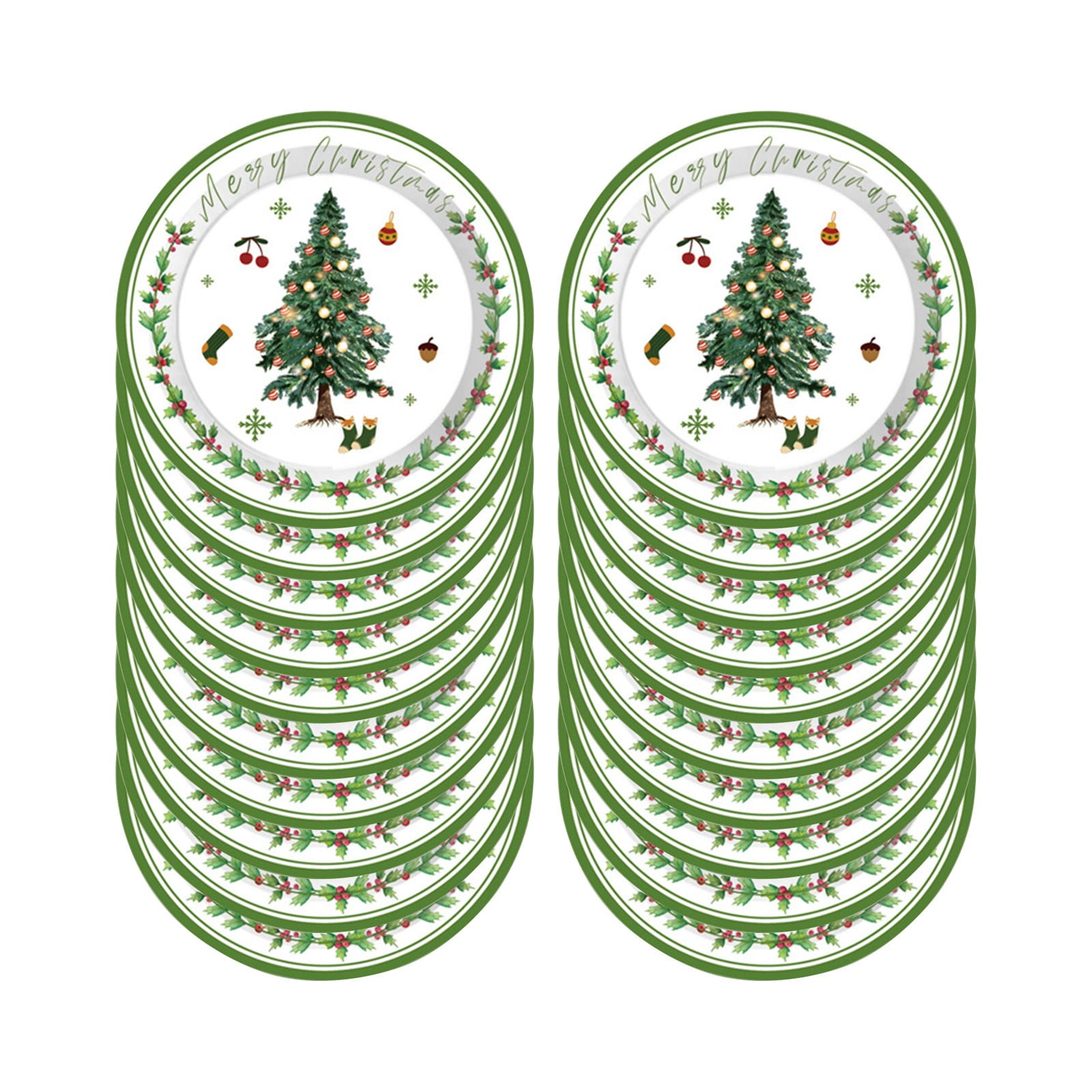 Luckky 140Pcs Christmas Party Supplies,Holly Leaf Christmas Tree Plates ...