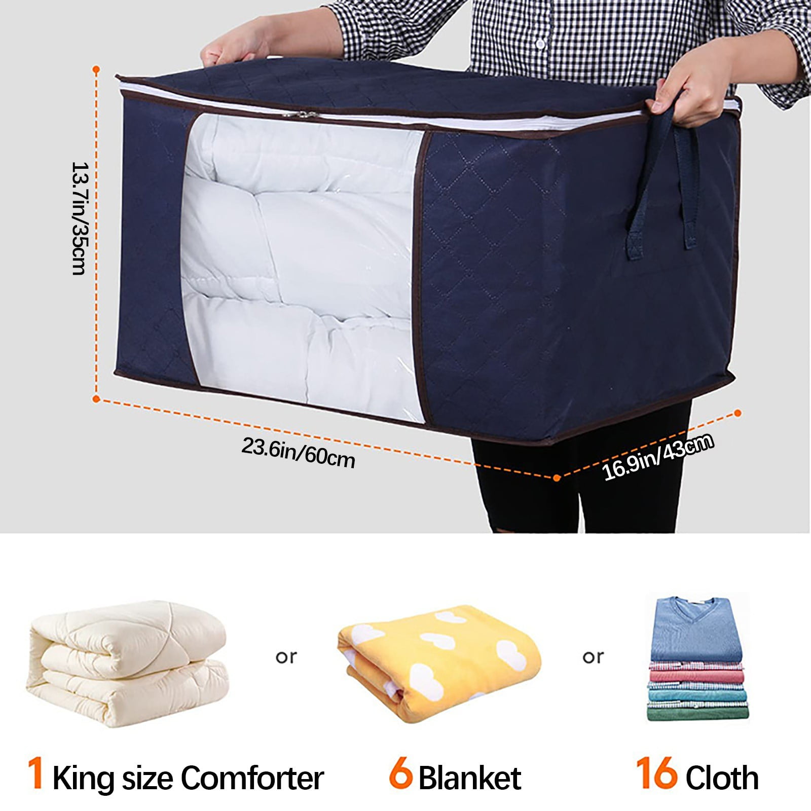 Luckky 90L Large Storage Bags, 1 Pack Closet Organizers and Storage ...