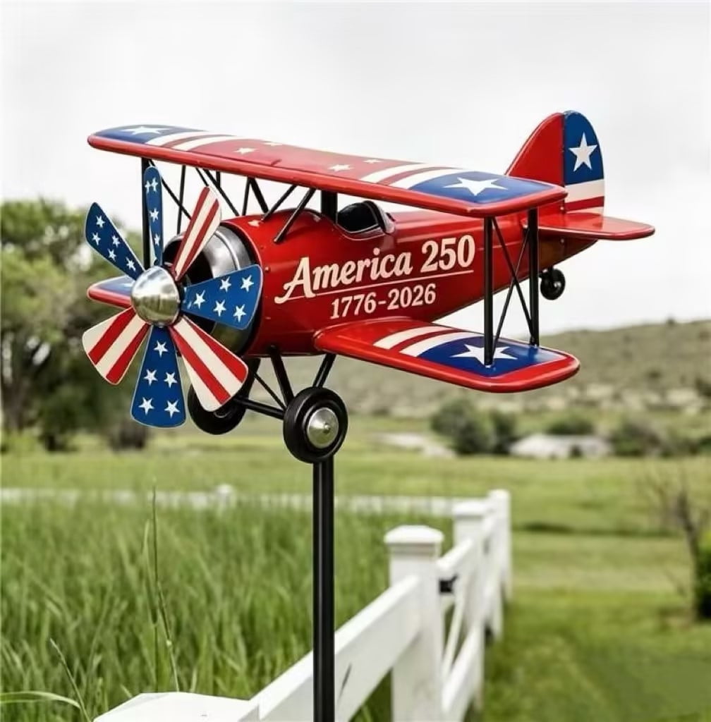Luckky America 250th Anniversary Metal Airplane Wind Spinner,1776-2026 ...
