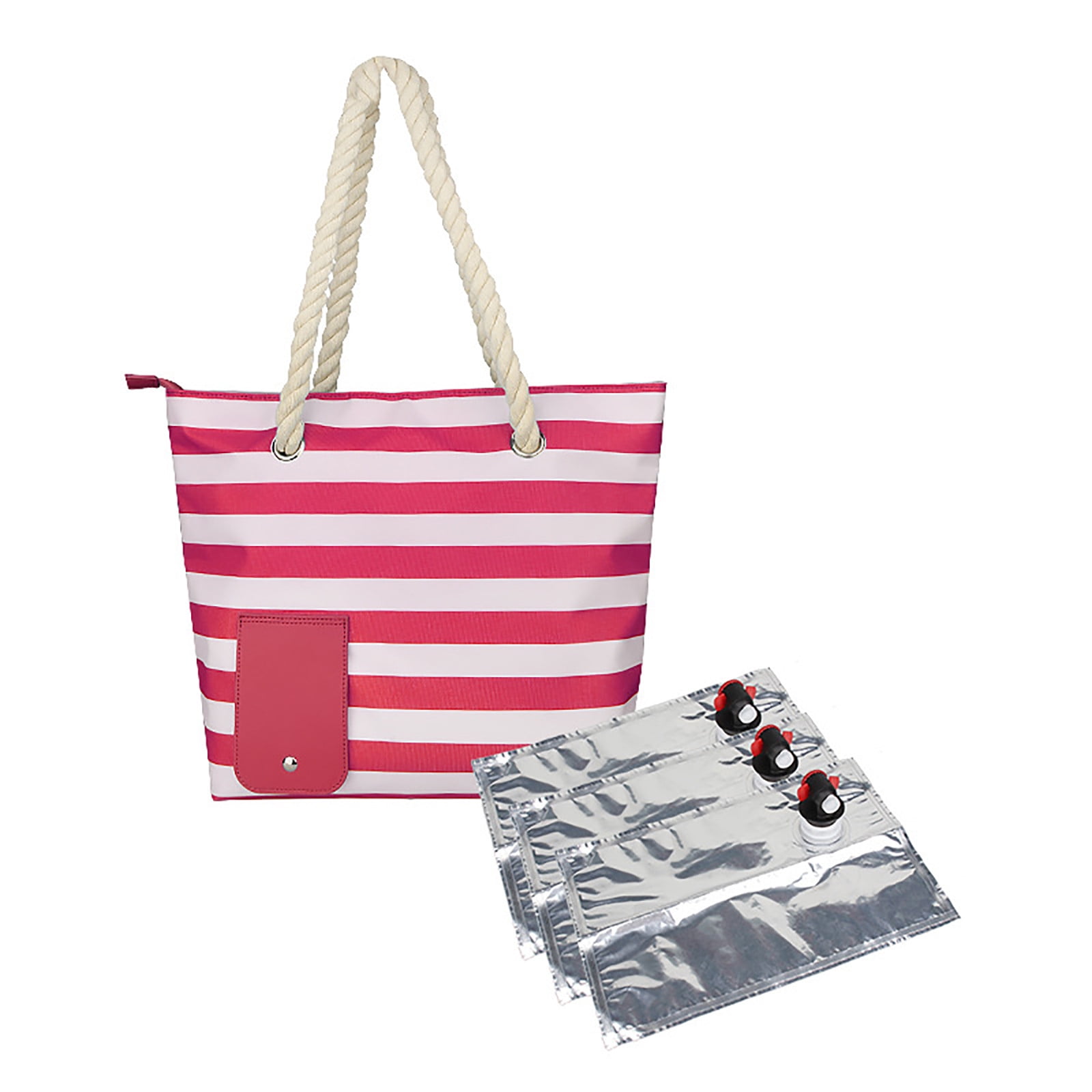 Luckky Beach Tote Bag - Canvas Wine Purse with Hidden Spout and ...