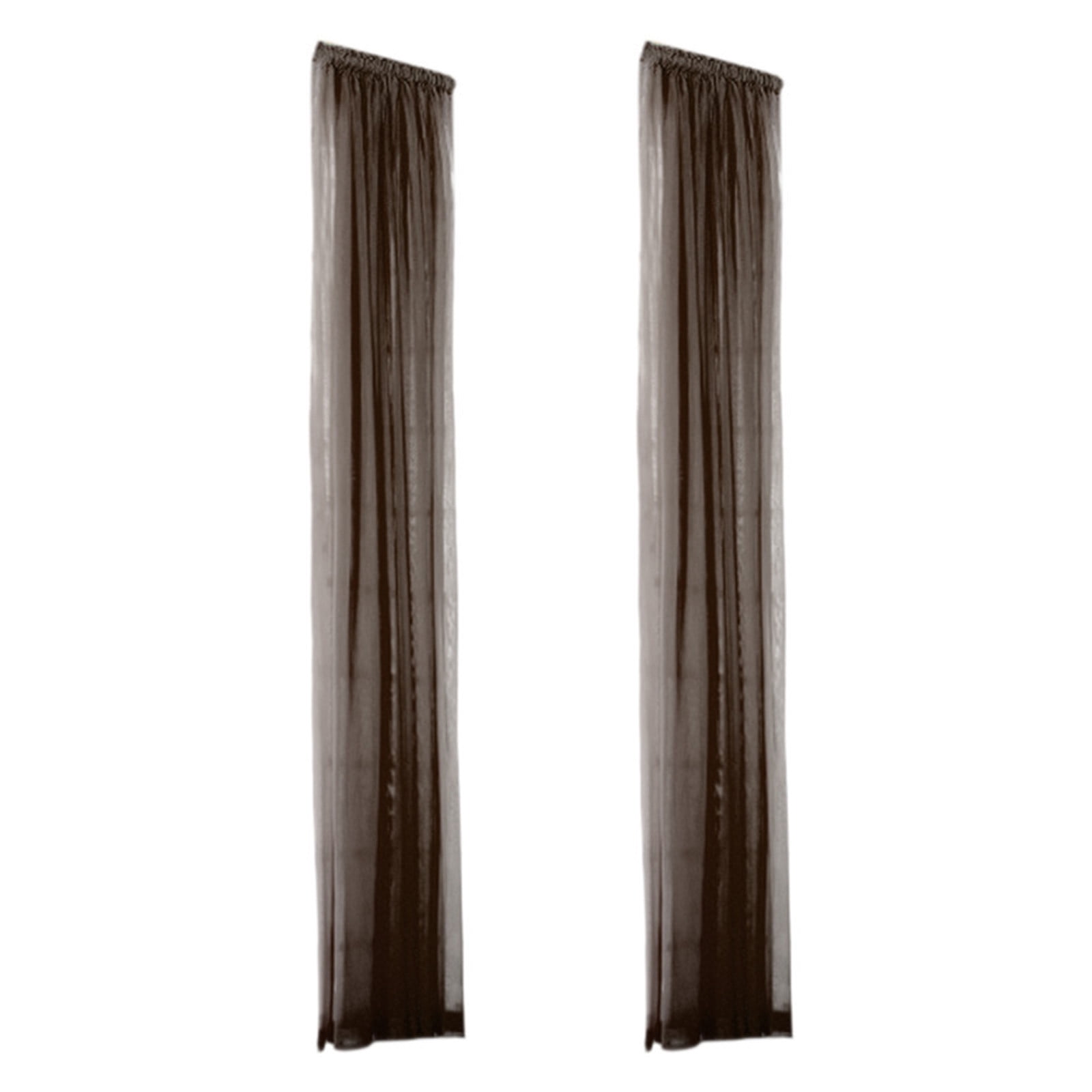Luckky Brown Sheer Curtains 84 Inch Length 2 Panels Set for Living Room ...