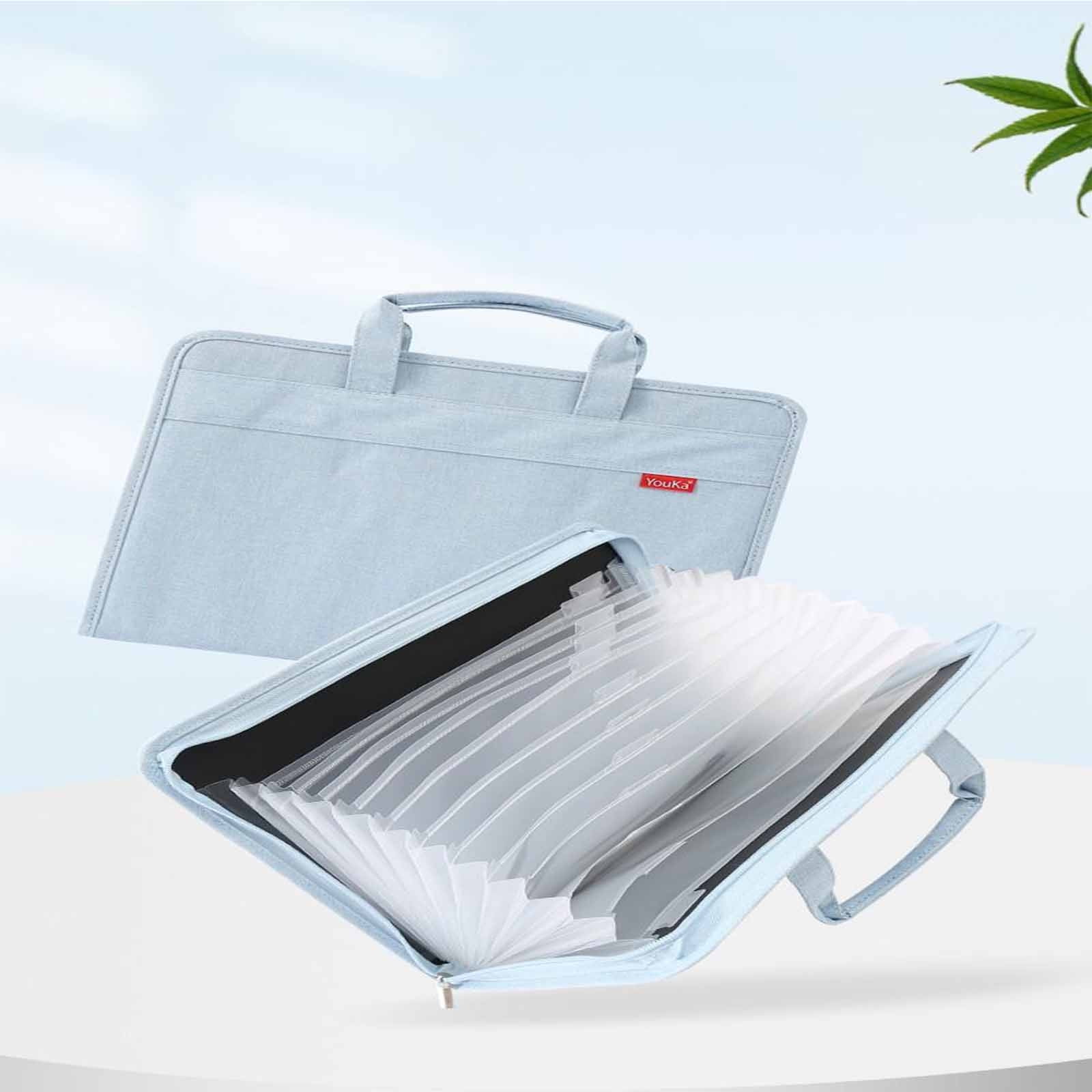 Luckky Canvas Accordion File Organizer with Handle, Portable 13 Pockets ...