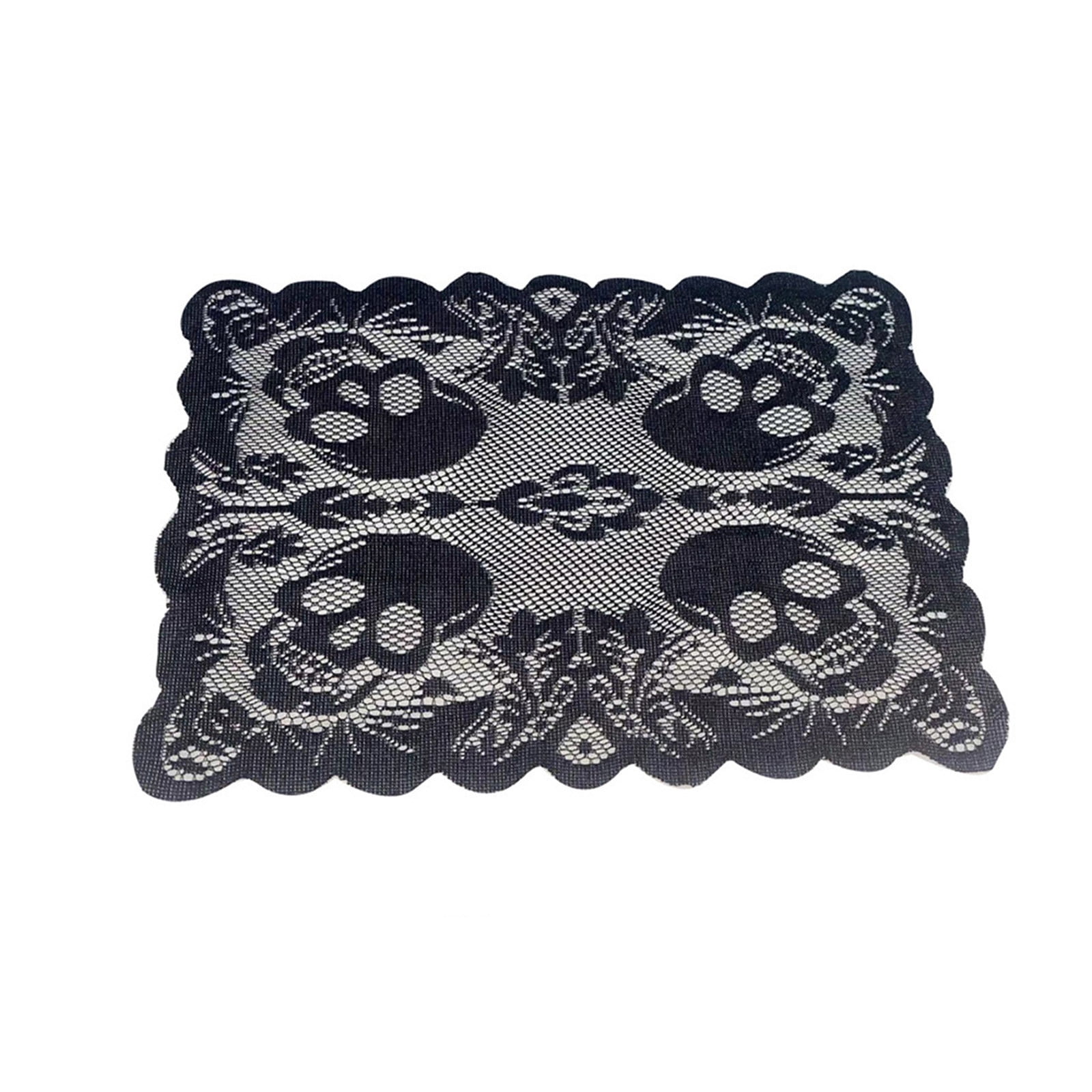 Luckky Halloween Placemats Spider Web Table Mat Black Lace Placemat ...