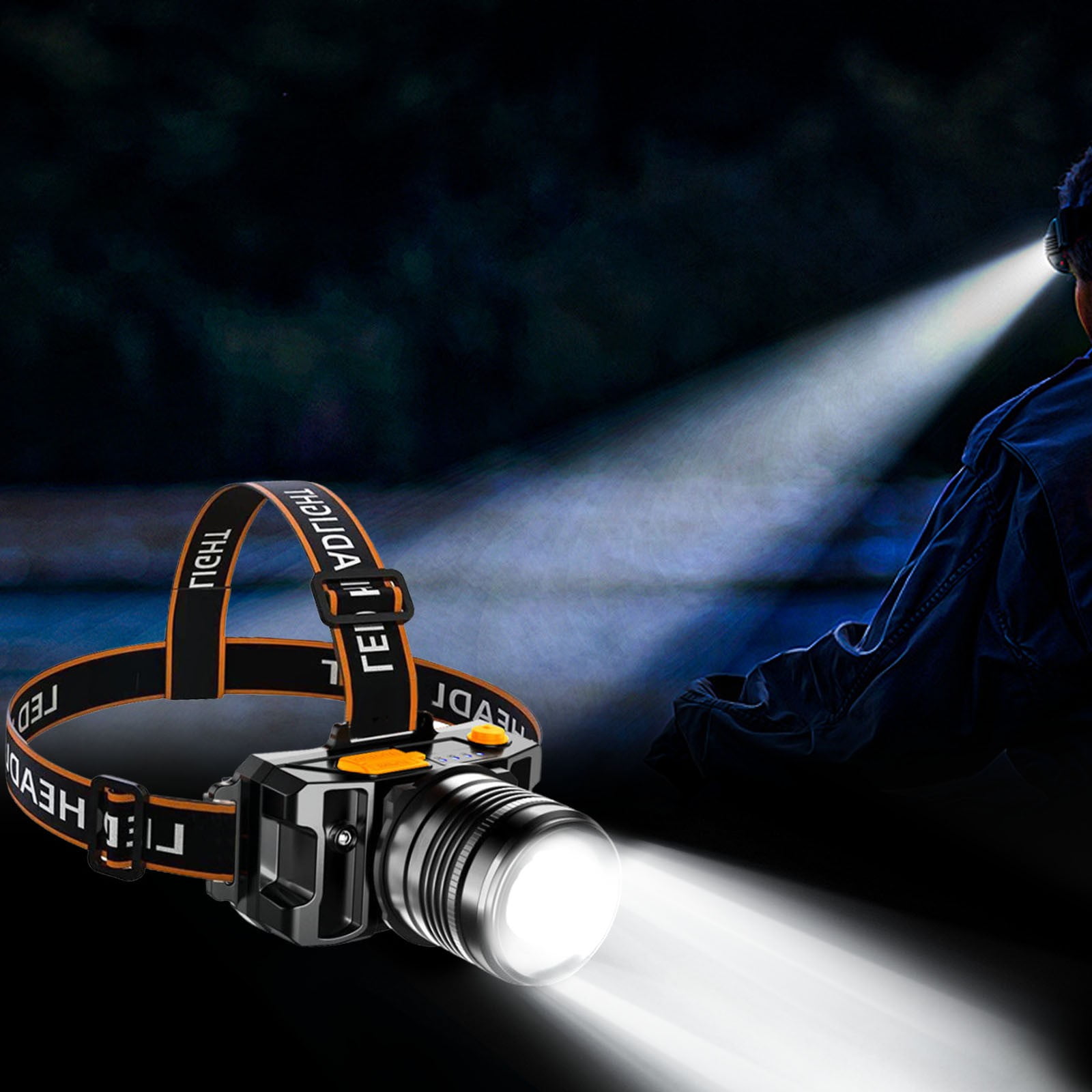 Luckky Headlamp Rechargeable,Power Display USB Led Head Lamp, Lumen ...
