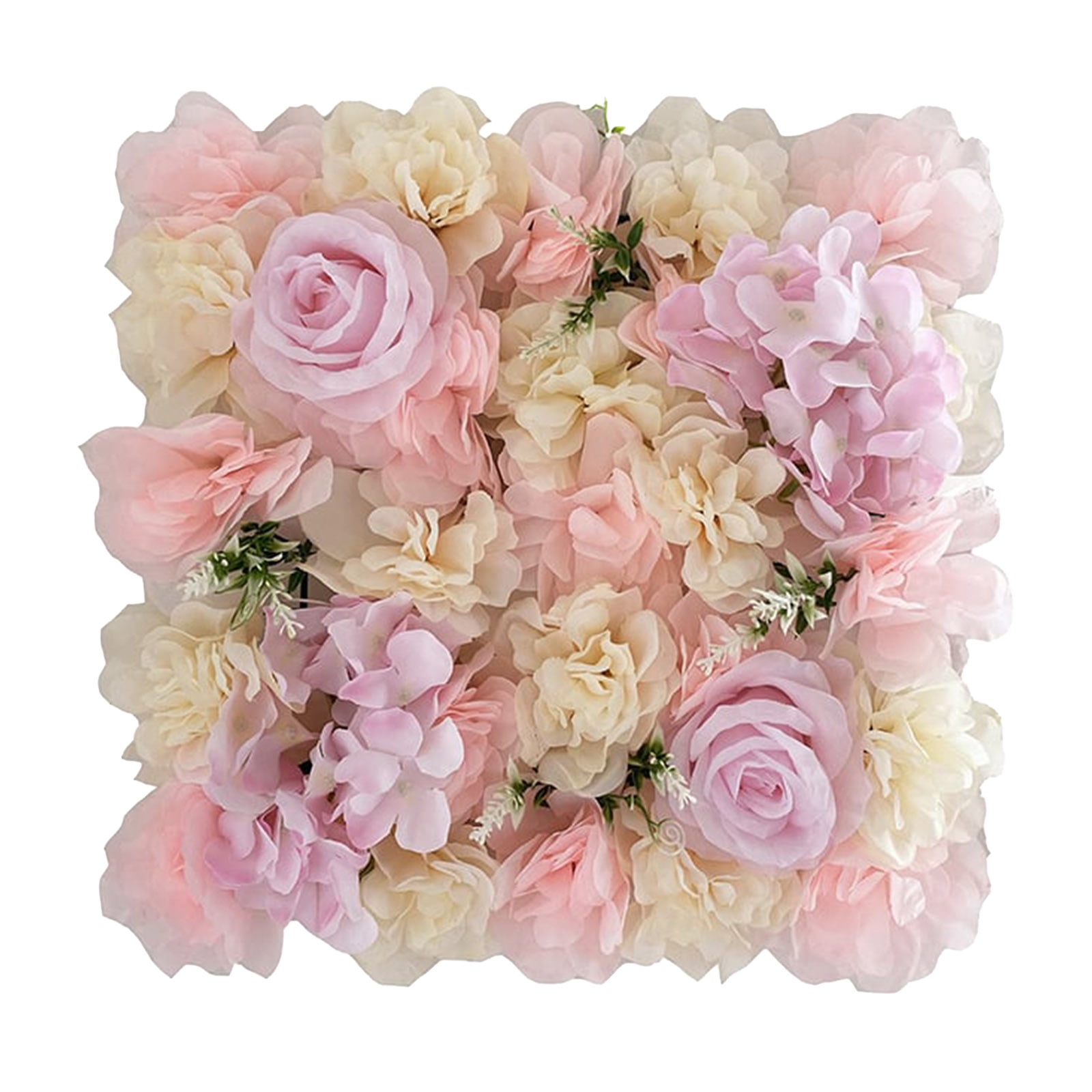 Luckky Light Pink Artificial Flower Wall Backdrop, 13.7in Roses Wall ...