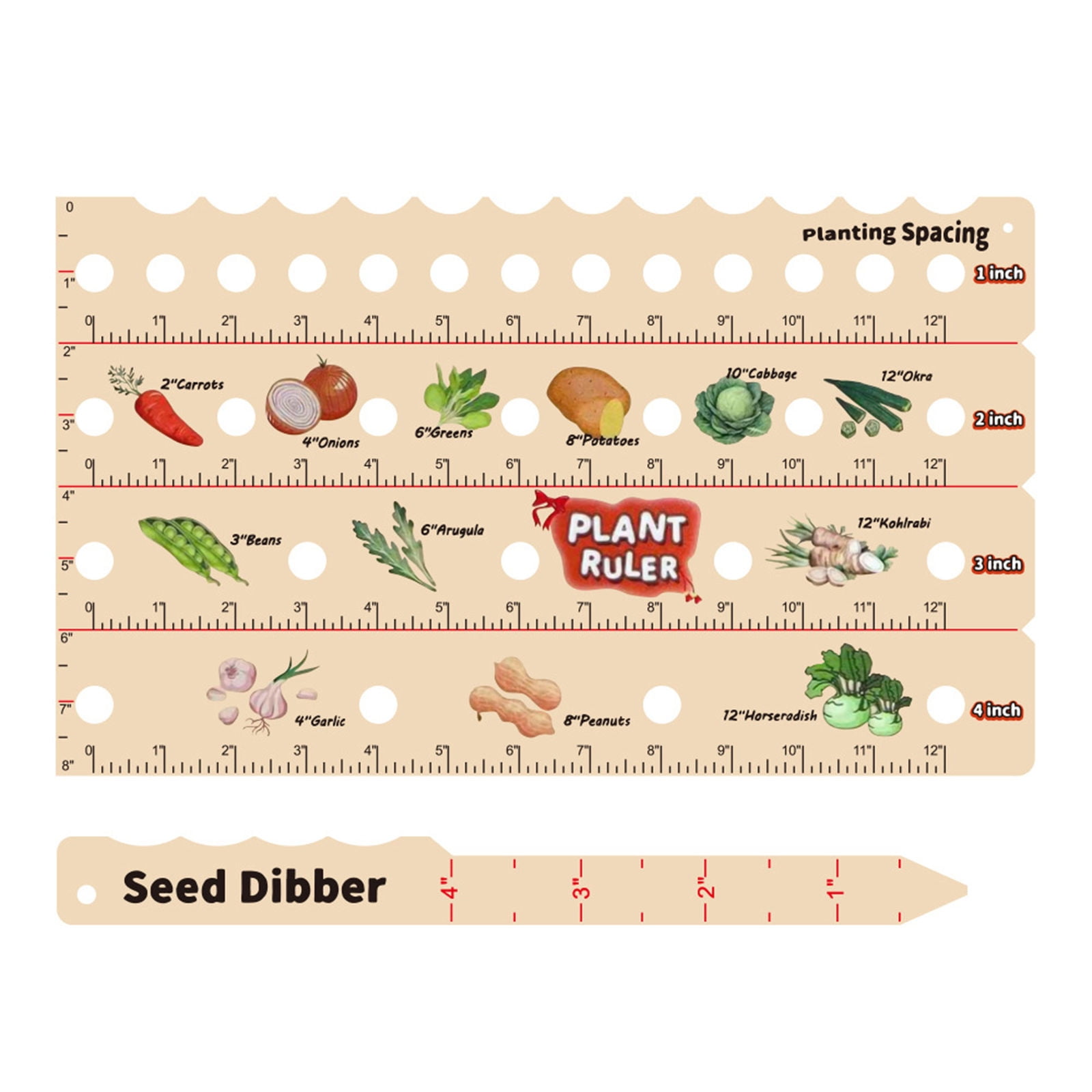 Luckky Planting Ruler,Wooden Plant Seed Spacing and Interval Ruler with ...