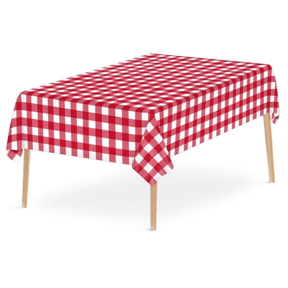 Plastic Red Checkered Tablecloth