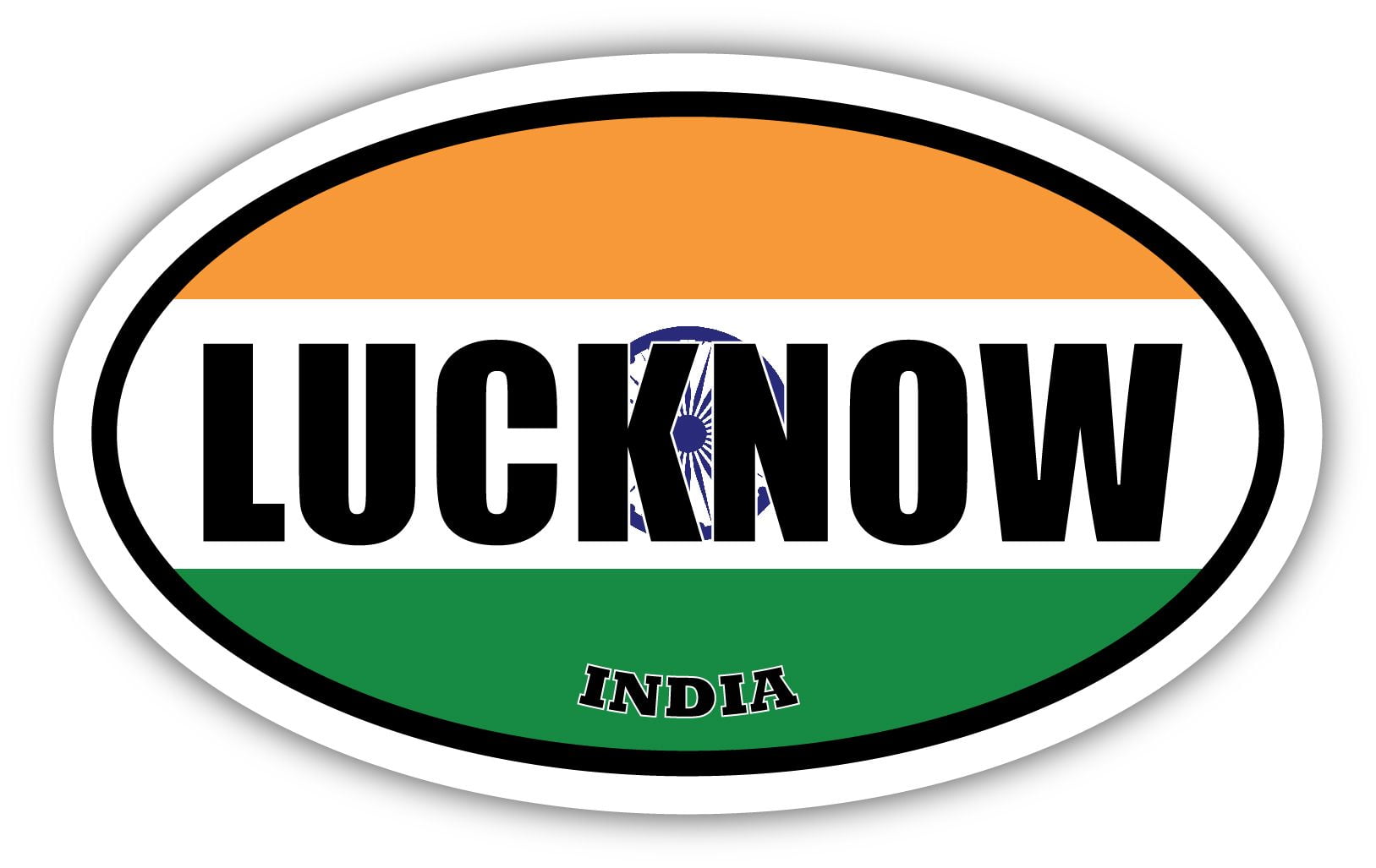 Lucknow India Flag Oval Decal Vinyl Bumper Sticker 3x5 inches - Walmart.com