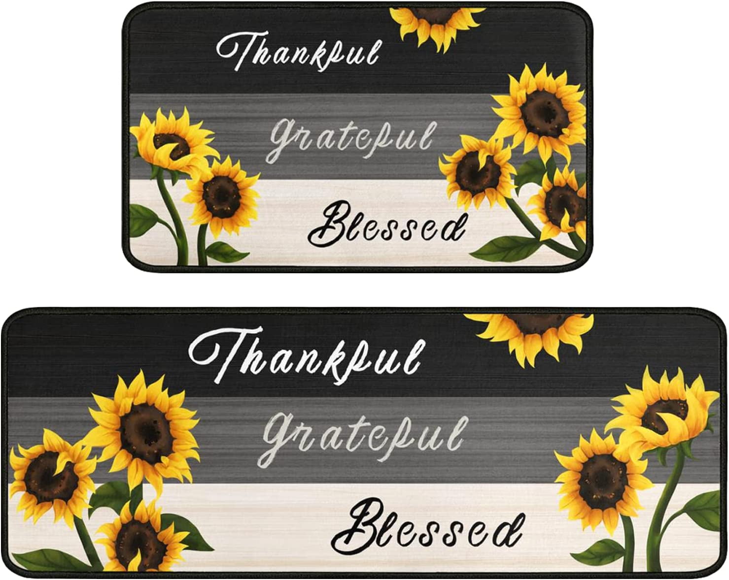 Lucksign Sunflower Decor Yellow Kitchen Mats, 17" x 30" & 17" x 47", 2 ...