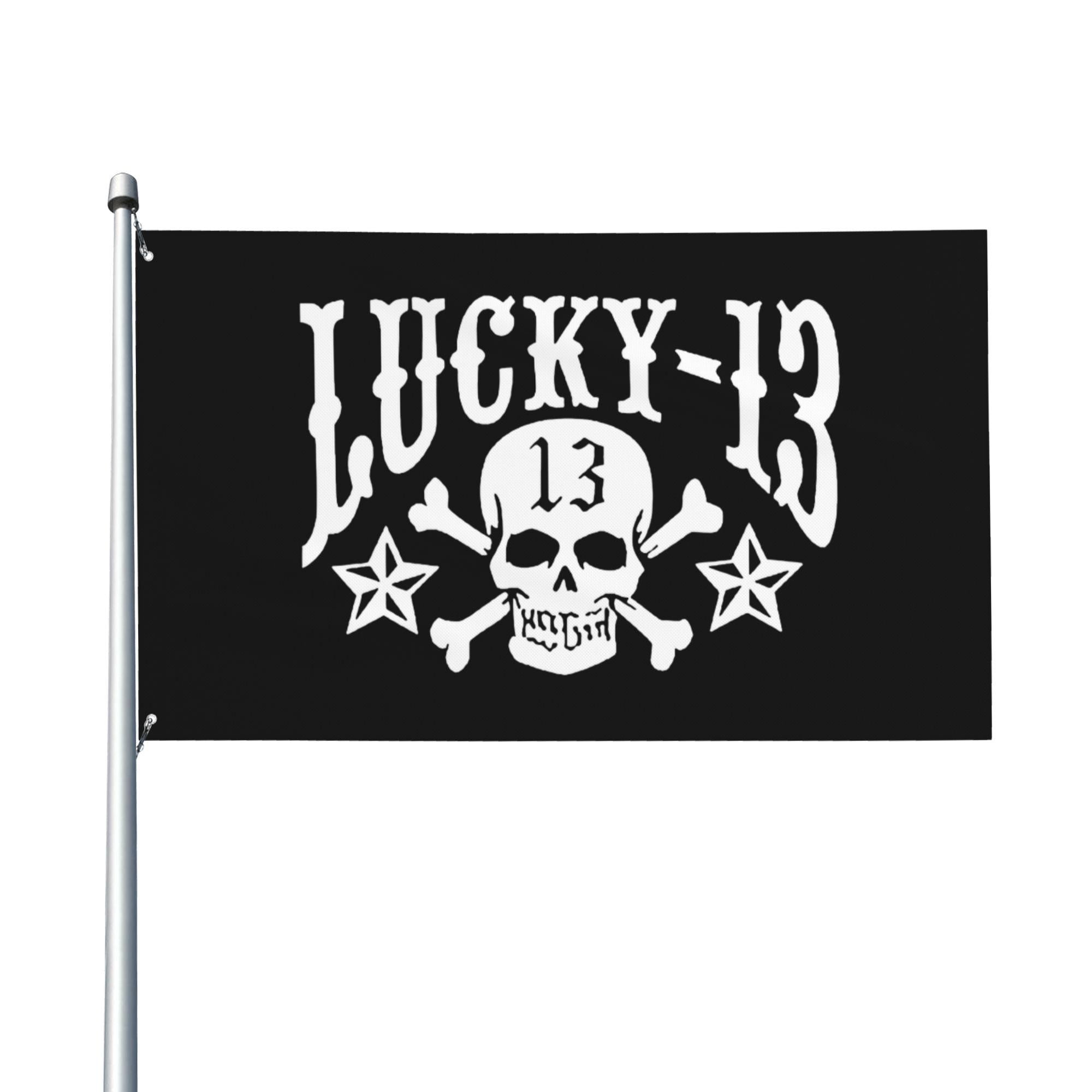 Lucky 13 Skull Crossbones Flag Home Garden Flag Banner Breeze Banner ...