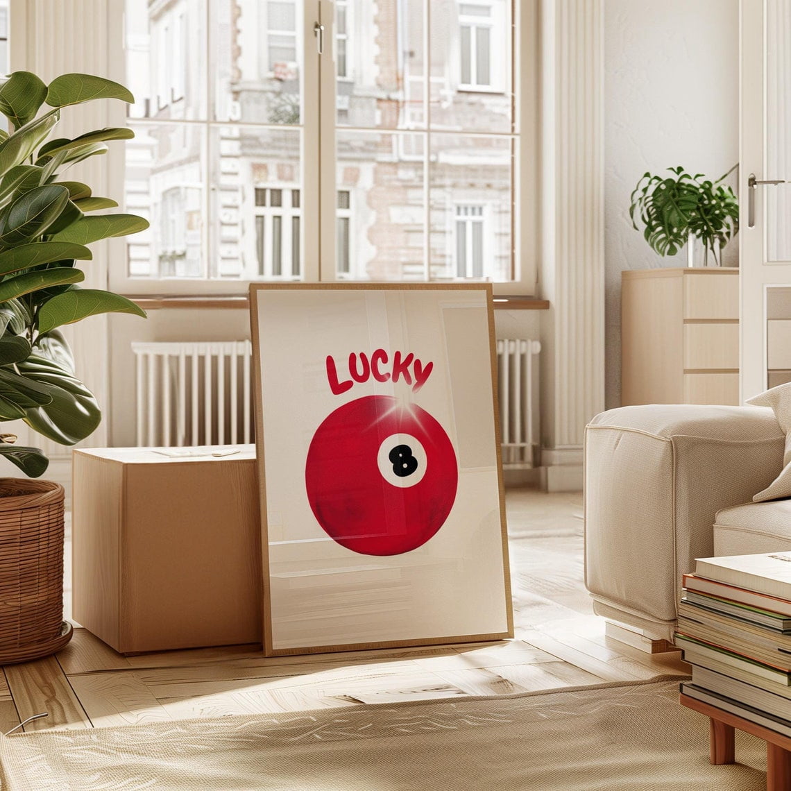 Lucky 8 Ball T-Shirt Vintage Red Pool Ball Retro Hand Drawn Bar Cart ...