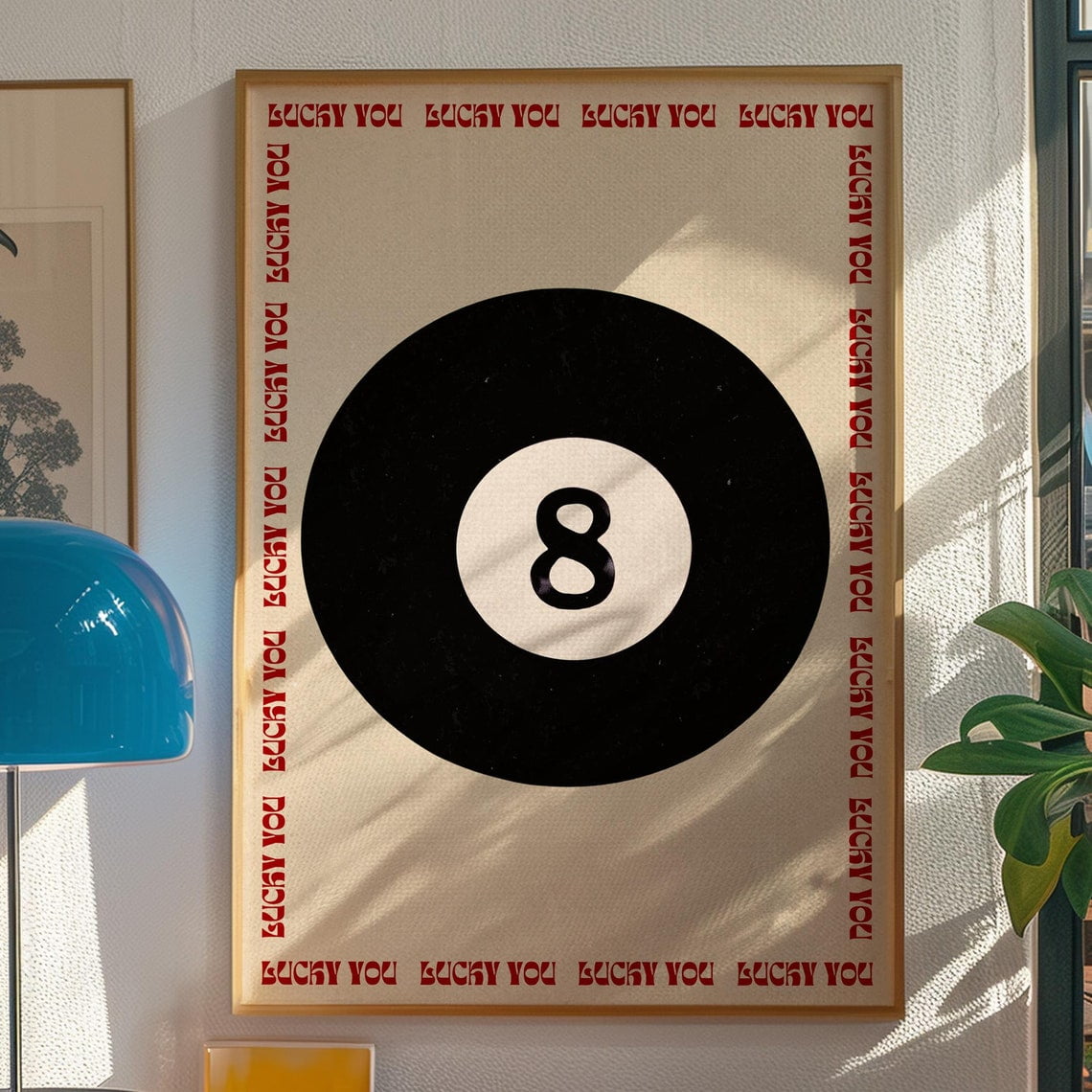 Lucky 8 Pool Ball, Aesthetic Apartment Art, Preppy Poster, Billiards ...
