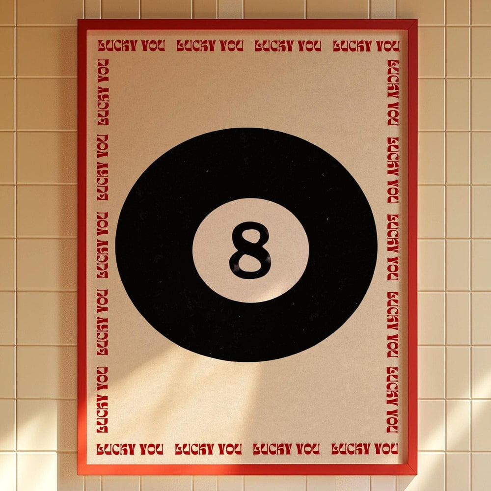 Lucky 8 Pool Ball, Aesthetic Apartment Art, Preppy Poster, Billiards ...