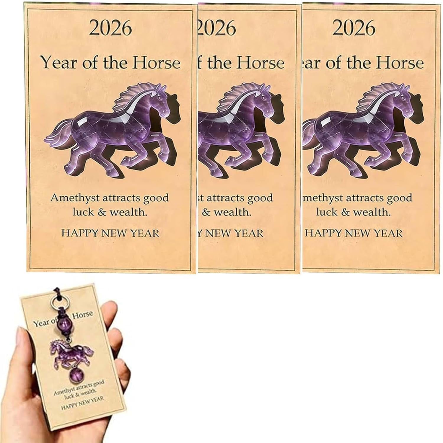 Lucky Amethyst Crystal Horse Keychain-A Symbol of Wisdom & Success ...