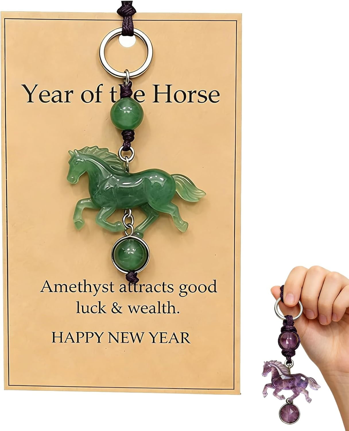 Lucky Amethyst Crystal Horse Keychain-A Symbol of Wisdom & Success ...