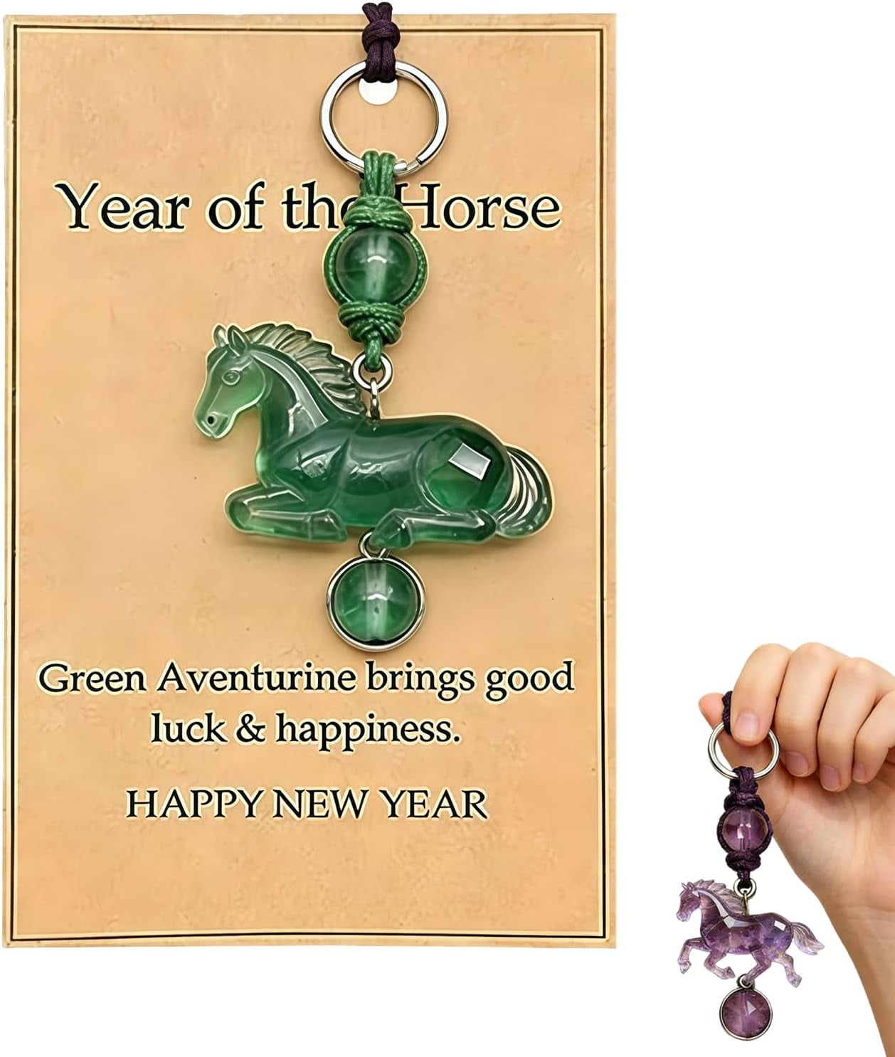 Lucky Amethyst Crystal Horse Keychain-A Symbol of Wisdom & Success ...