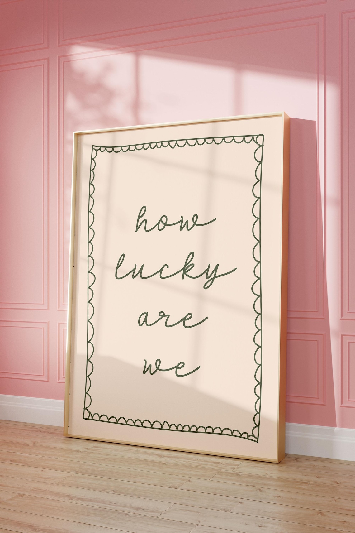 How Lucky Are We Art Poster, Olive Green Home Poster, Daily Reminders ...