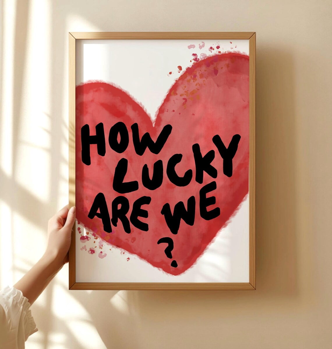How Lucky Are We Art Print, Trendy Aesthetic Poster, Preppy Red Heart ...