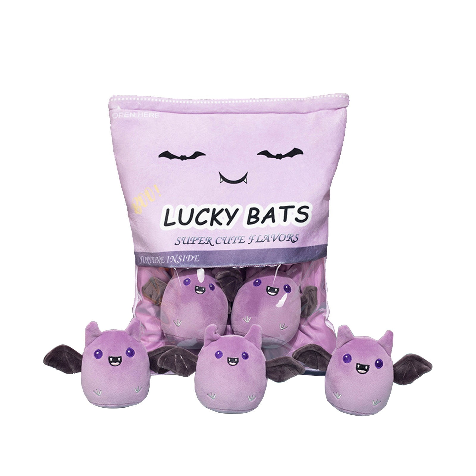 Lucky Bat Plush Toy Set - Cute Bat Plush Dolls in Snack Bag - Soft ...