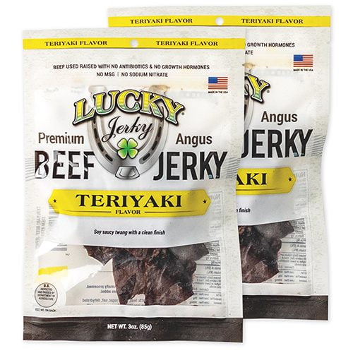 Lucky Beef Jerky 3oz Teriyaki Slab Jerky - 4 Pack, High Protein Snack ...