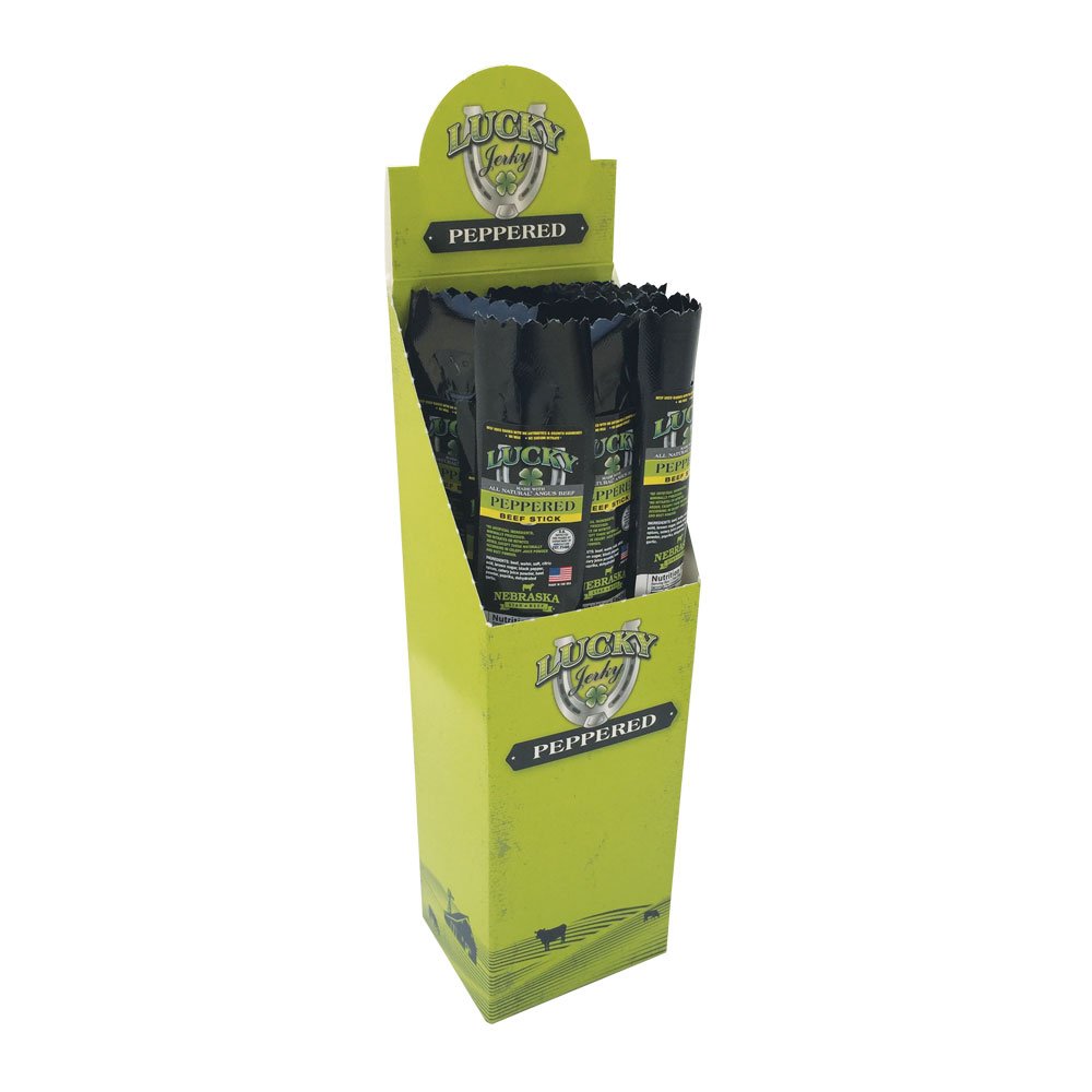 Lucky Beef Jerky Sticks - 1.25oz, Peppered, 12 Pack - Premium Snacks ...