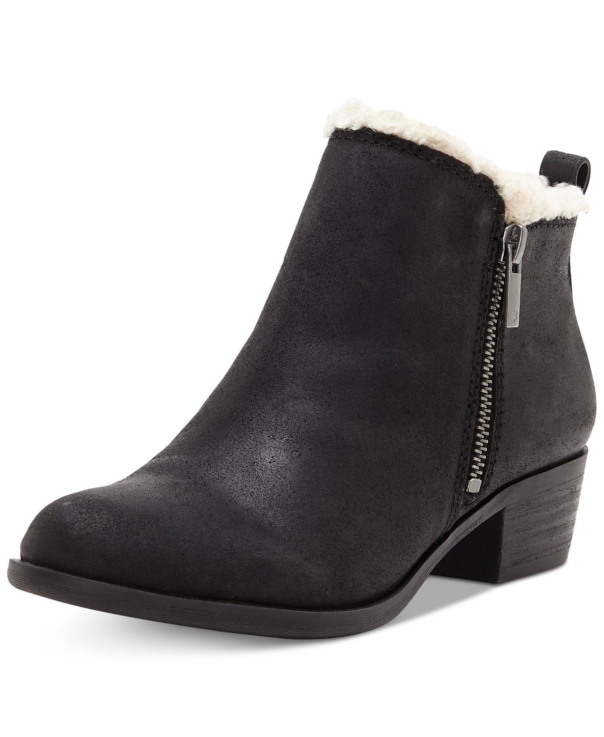 Lucky Brand Basel Sher Women's Boot Black Furlined Rounded Toe Ankle ...