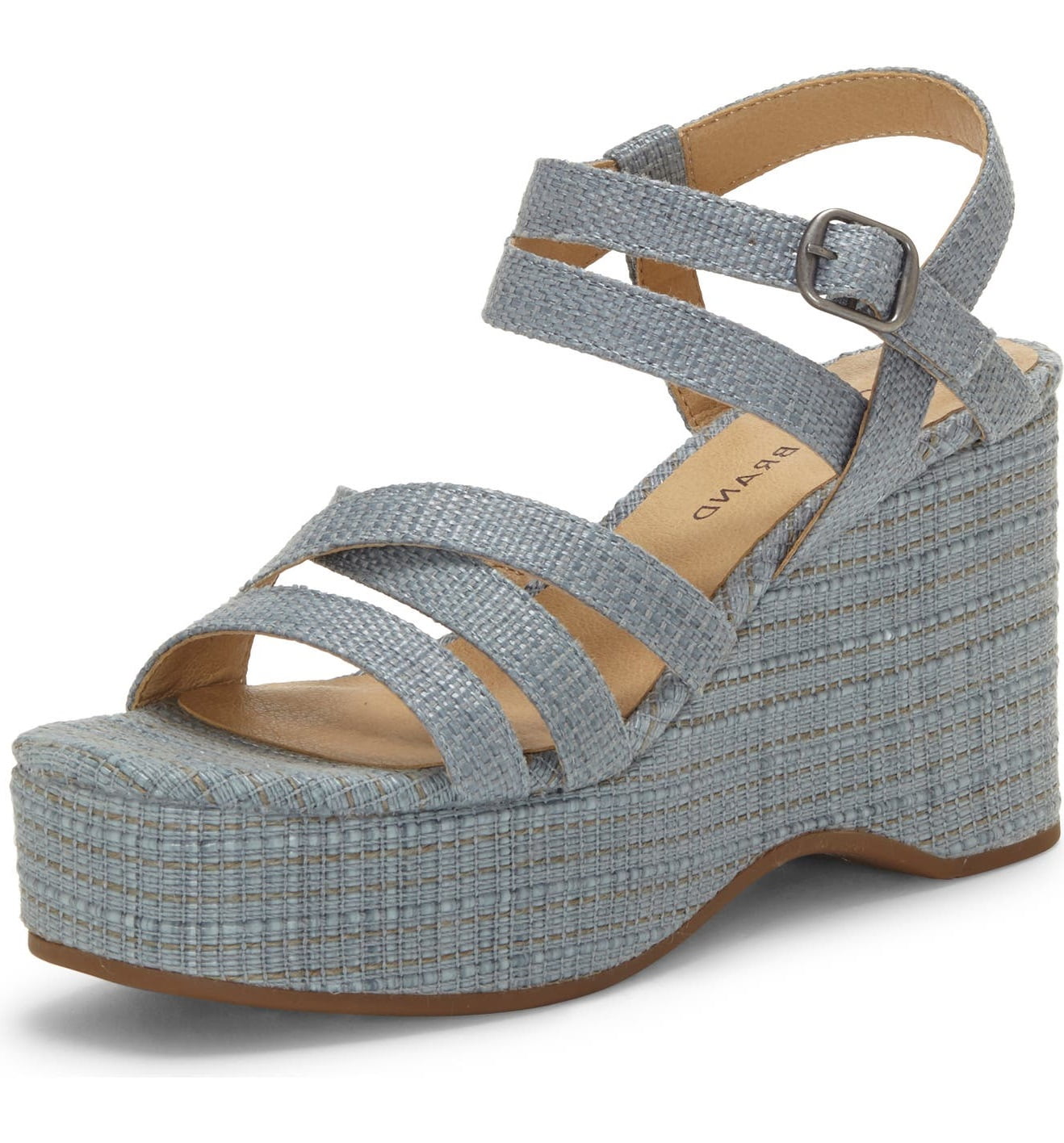 Lucky Brand Carlisha Lead Grey Raffia Sculpted Platform Wedge Ankle ...