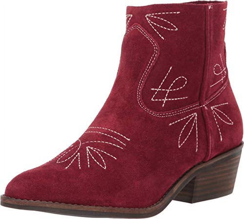 Lucky Brand Floriniah Red Suede Ankle Boots Fashion Block Heel Cowgirl ...