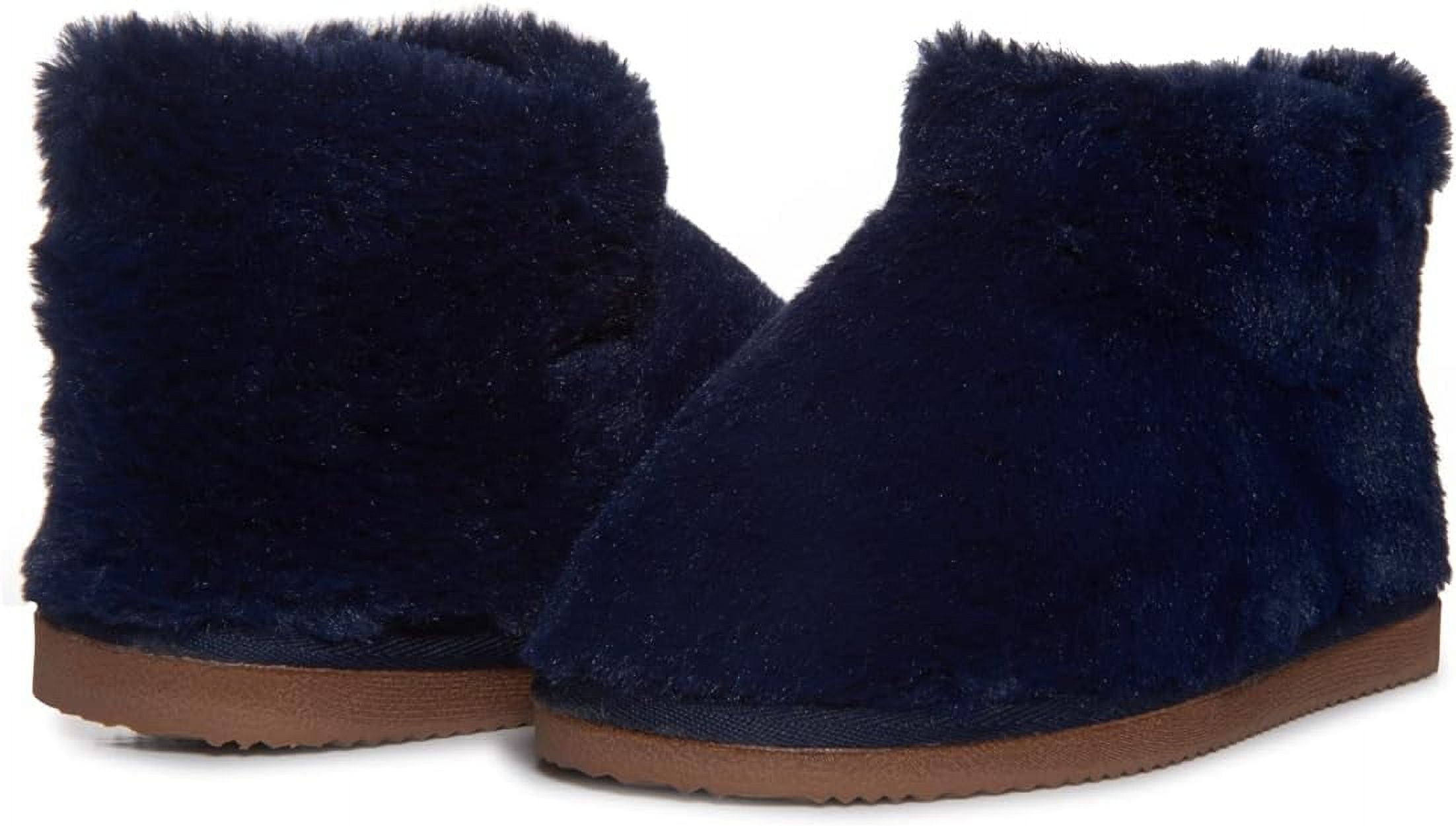 Lucky Brand Girls Plush Bootie Slippers, Fuzzy Rubber Sole Bedroom ...