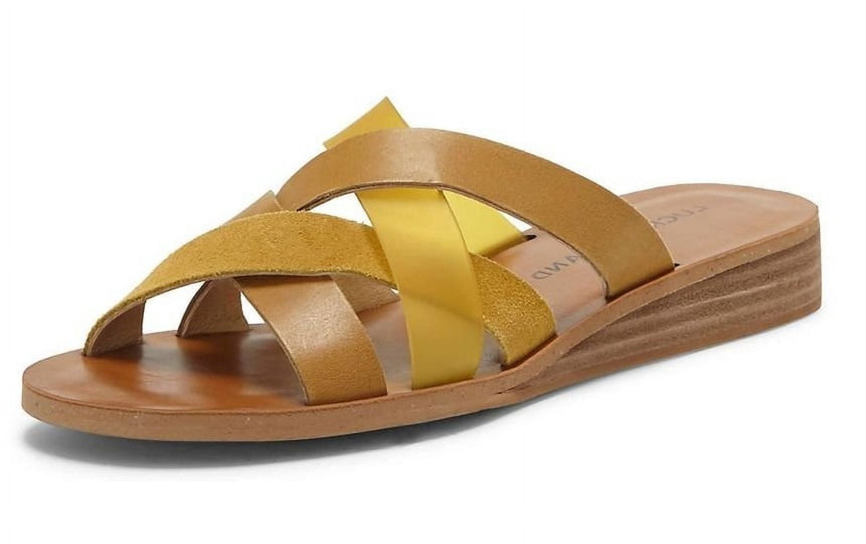 Lucky Brand Hallisa Golden Yellow Multi Band Slide Open Toe Flat Low ...
