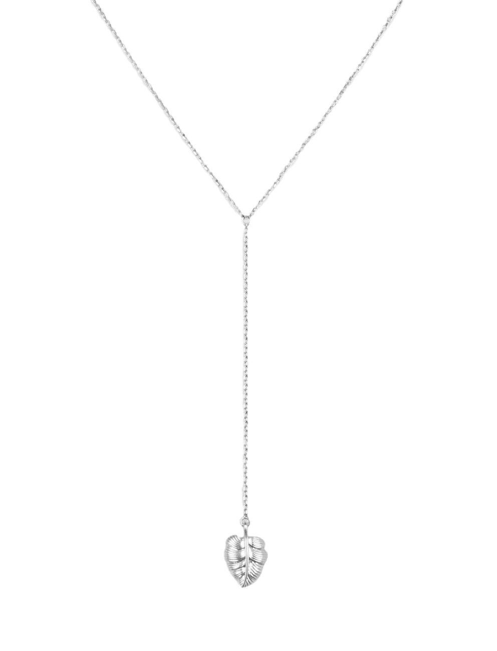 Lucky Brand Leaf Pendant Necklace in Silver Metal for Adult Women