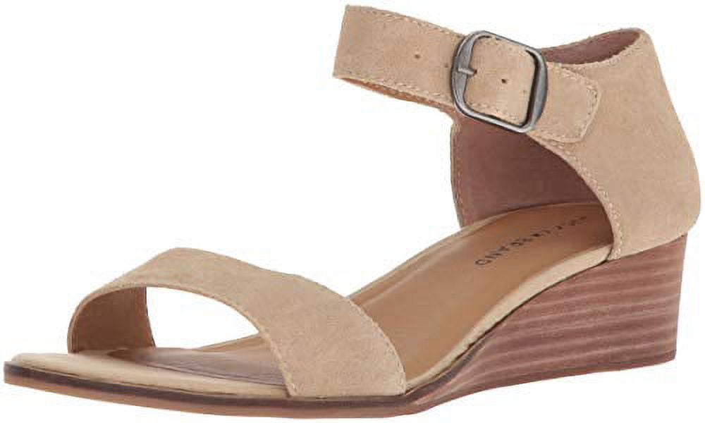 Lucky Brand Raimsee Travertine Tan Closed Back Open Toe Leather Wedge ...