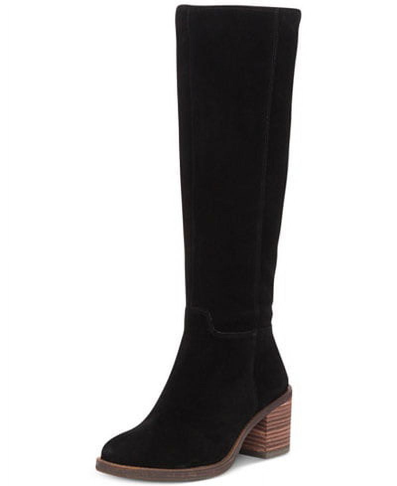 Lucky Brand Ritten Black Suede Fashion Knee Block Heeled Riding Boots ...