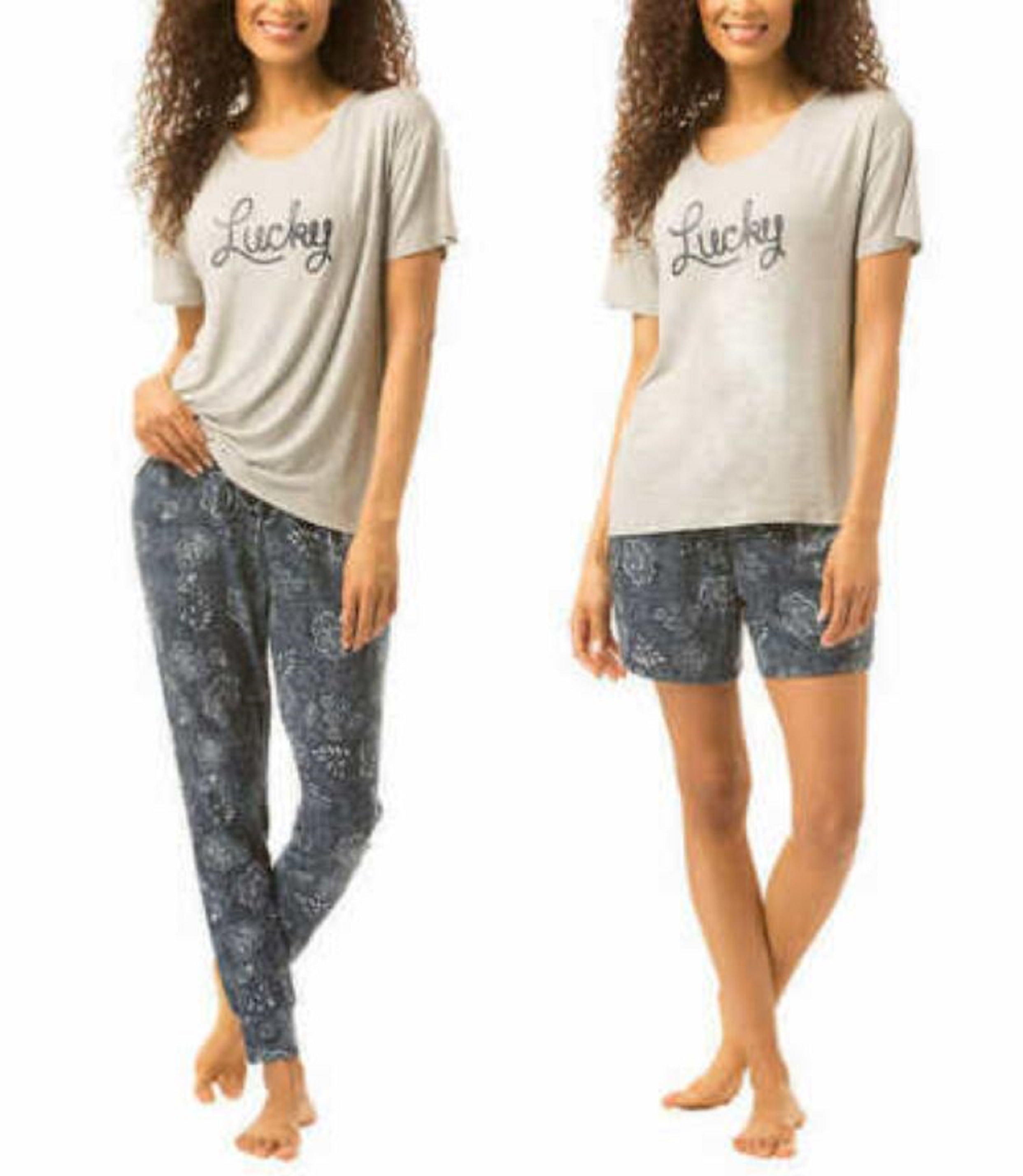 Lucky Brand Women's 3 Piece Pajama Set, Tee, Short and Pant Size: XS ...